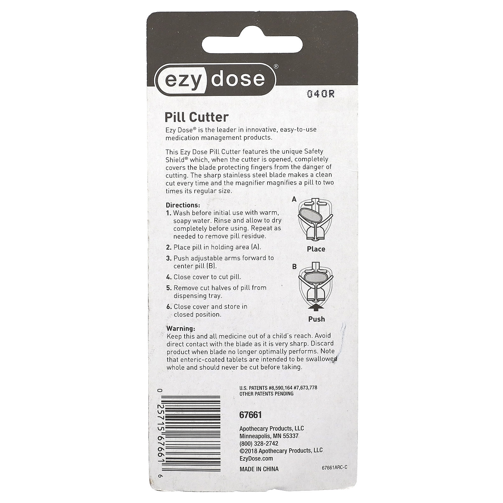 Ezy Dose, Safety Shield Pill Cutter with Magnifier, 1 Count