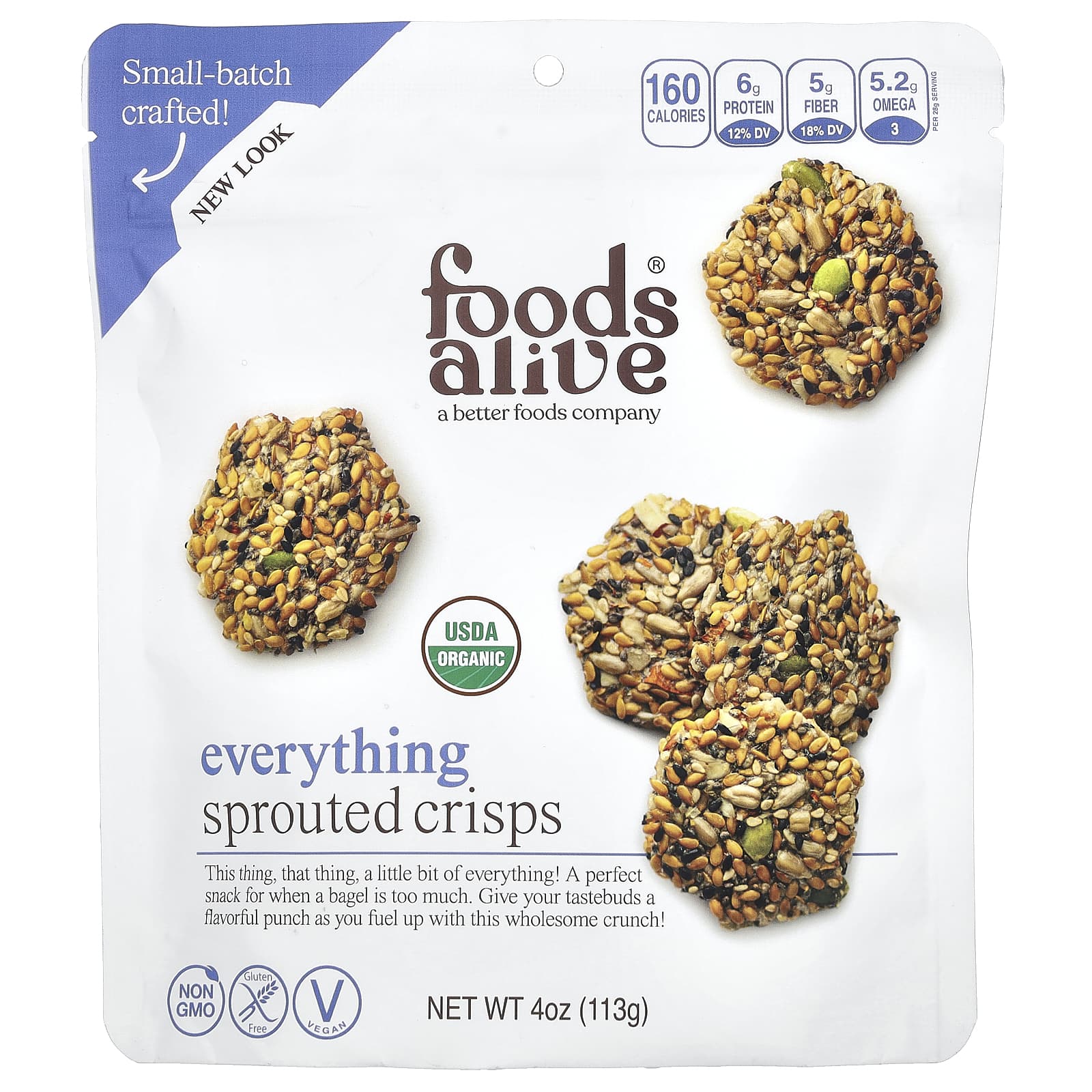 Foods Alive, 발아 크리스프, 에브리띵, 113g(4oz)