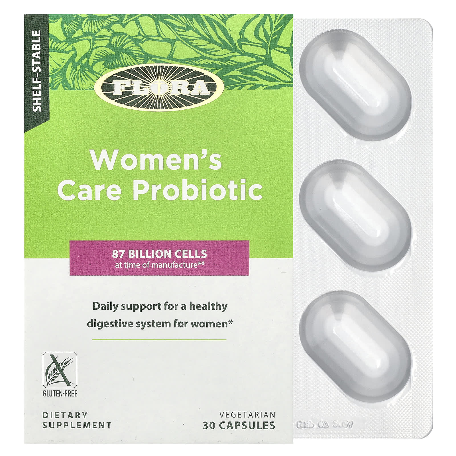 Flora, Women's Care Probiotic, 87 Billion CFU, 30 Vegetarian Capsules