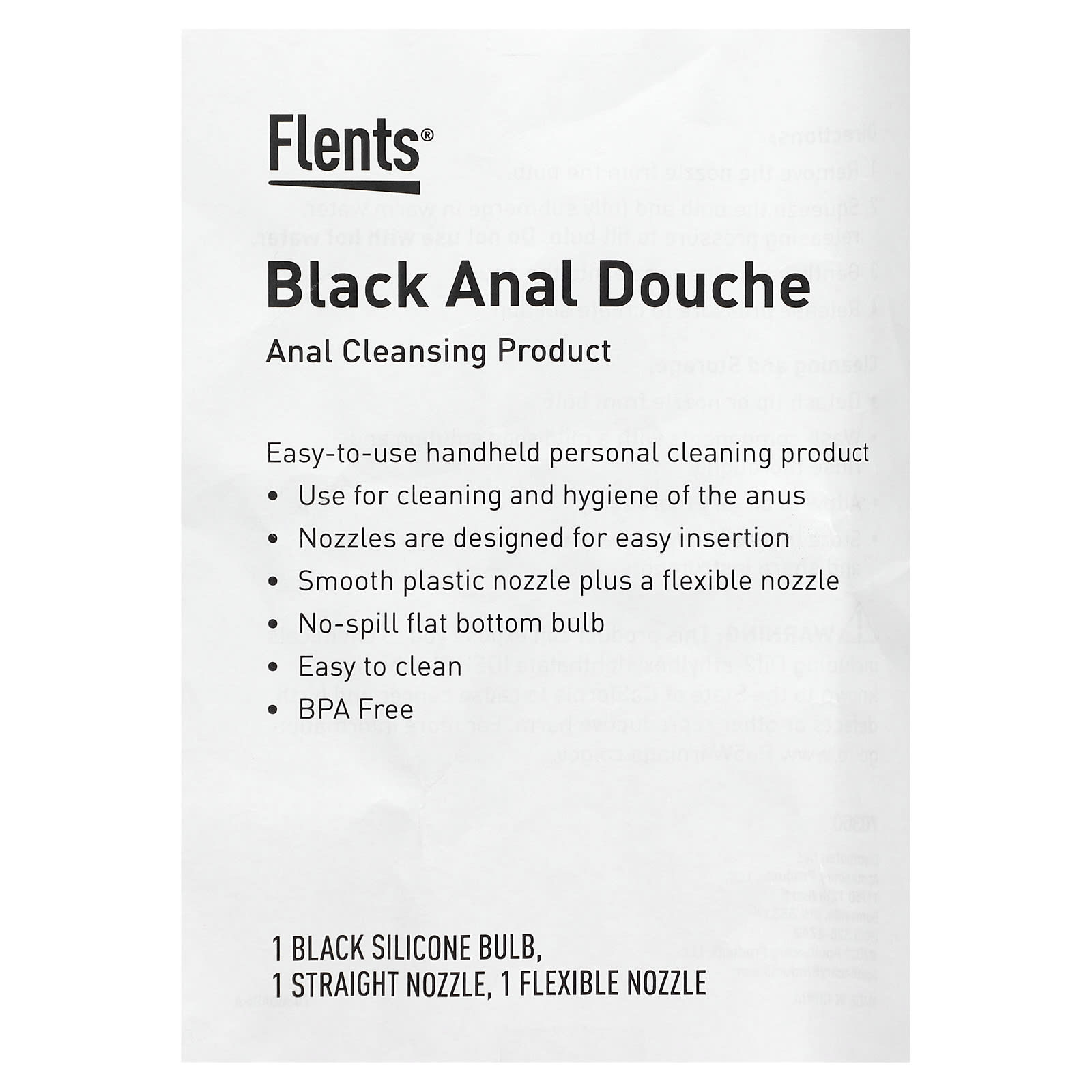 Flents, Black Anal Douche, 3 Pieces