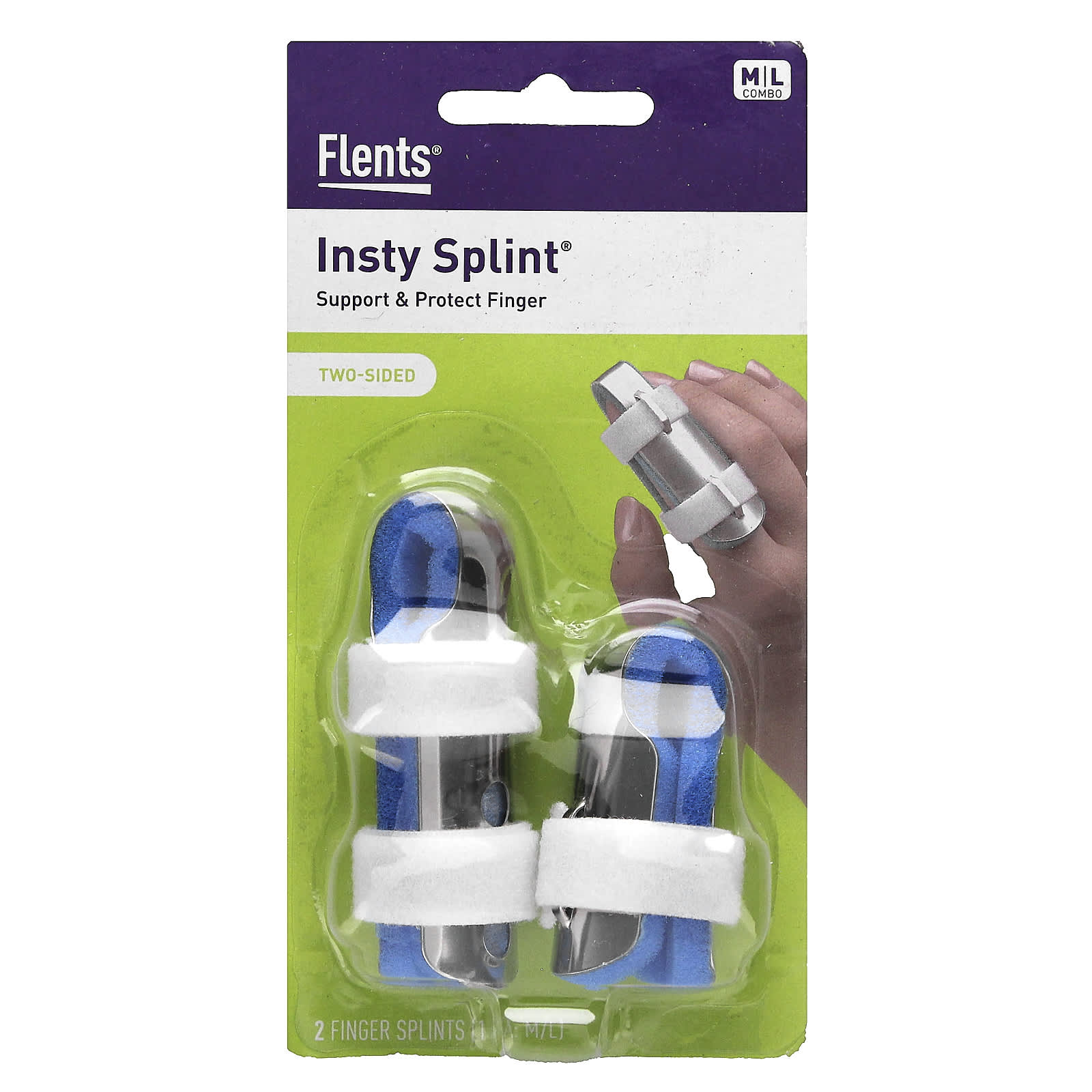 Flents Insty Splint Two Sided Finger Splint M L Combo 2 Count