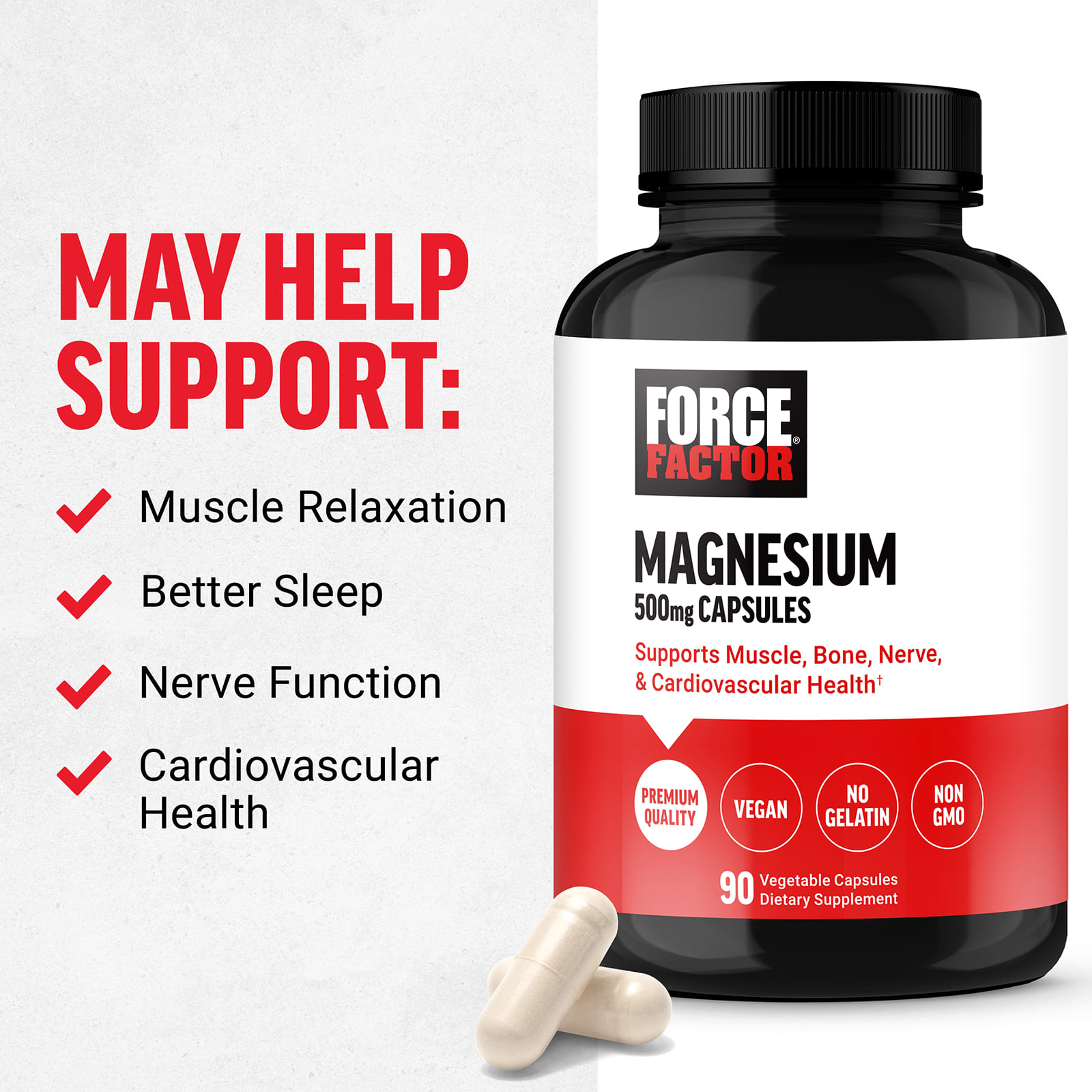 Force Factor, Magnesium, 500 mg, 90 Vegetable Capsules