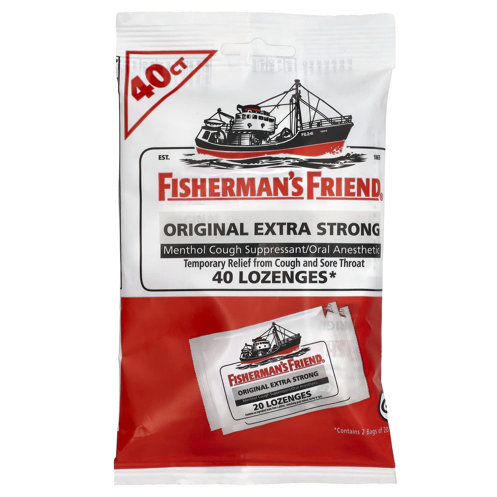 Fisherman's Friend‏, לכסניות מנתול לדיכוי שיעול, Original Extra Strong ...