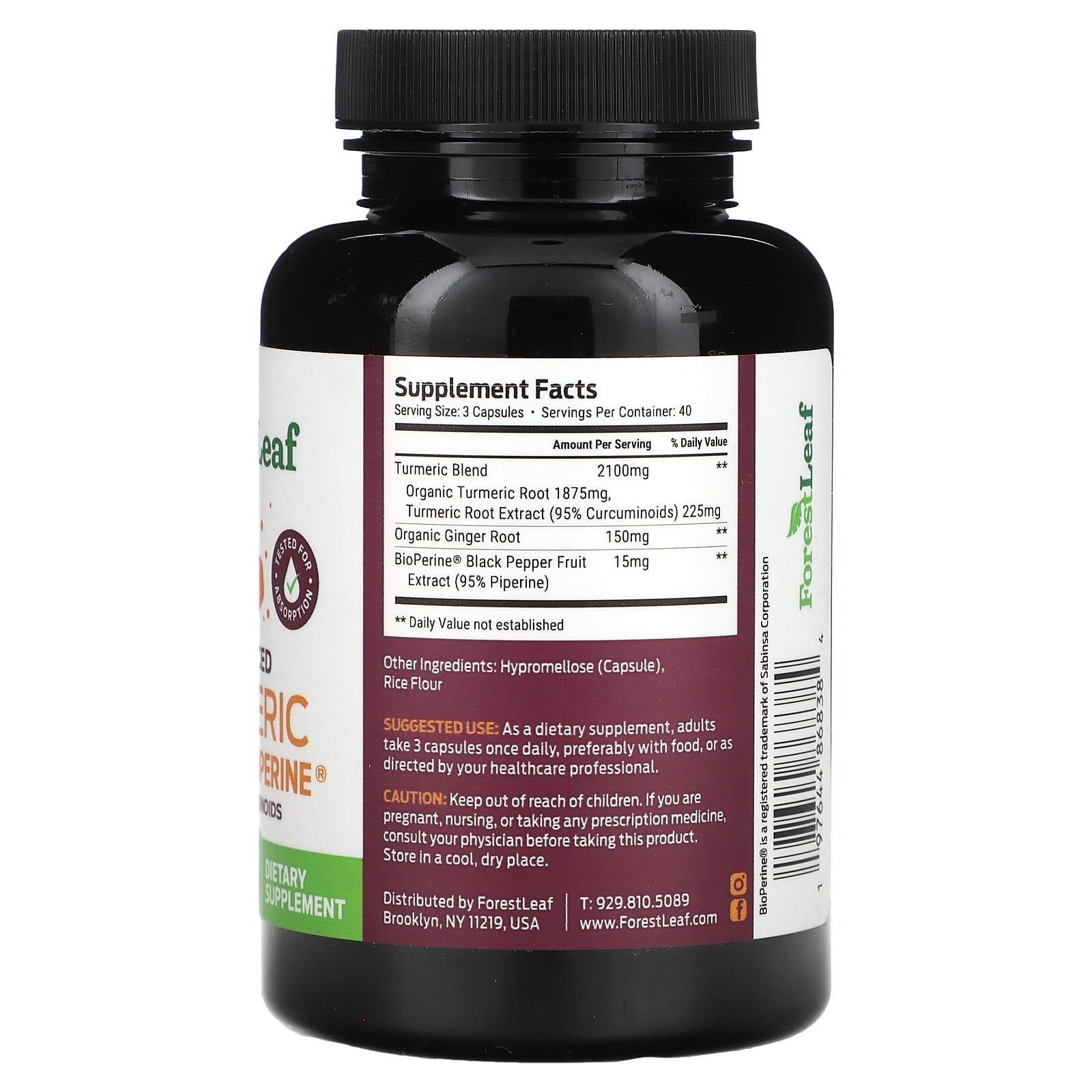 Forest Leaf Advanced Turmeric Ginger Bioperine 2 265 Mg 120
