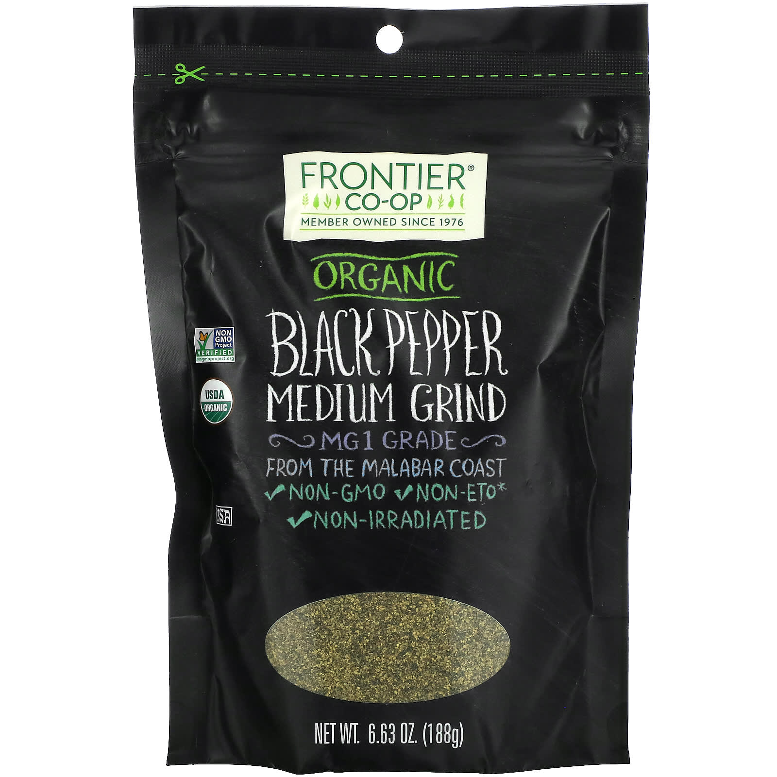 Frontier Co-op, Organic Black Pepper, Medium Grind, 6.63 oz (188 g)