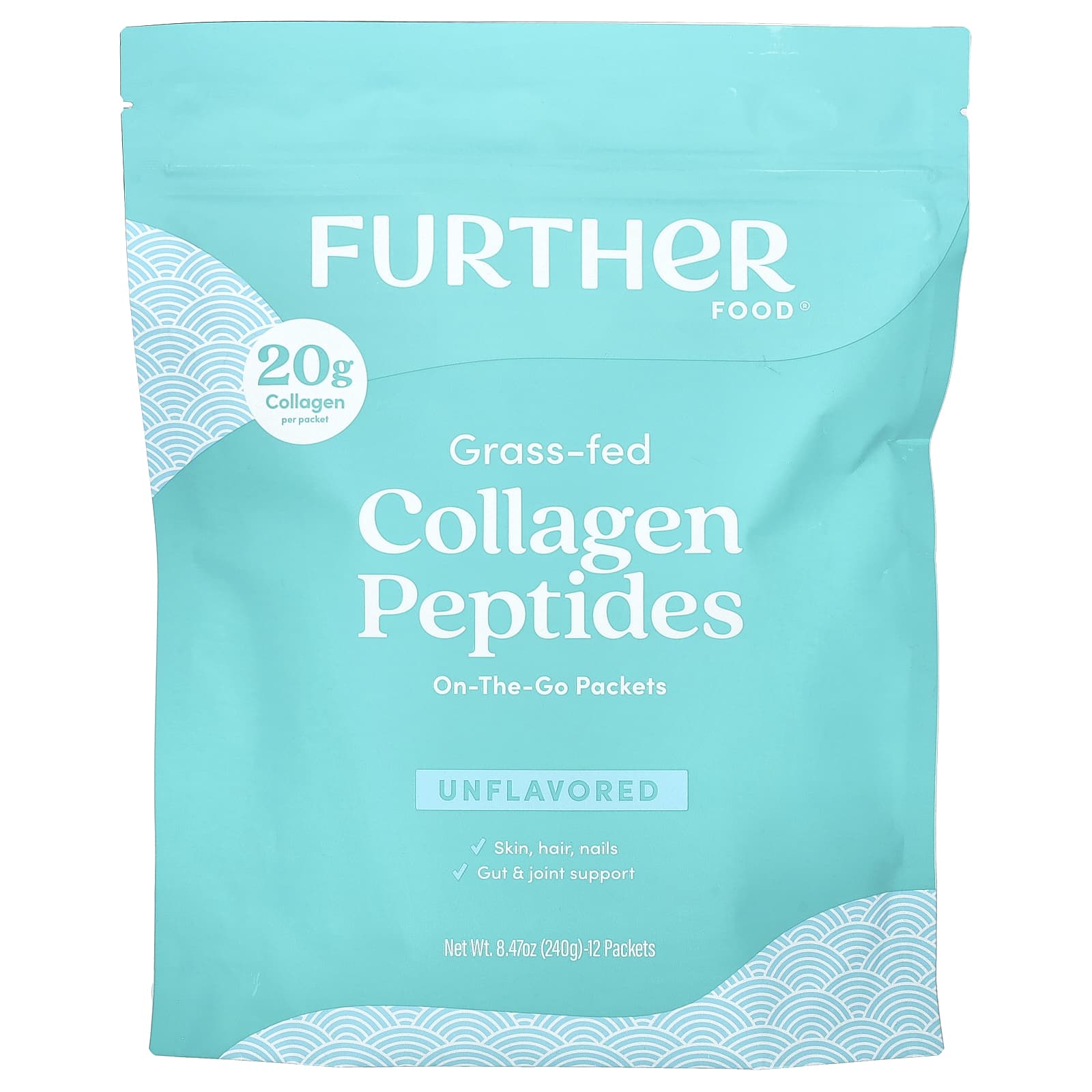 Further Food, Grass-Fed Collagen Peptides, Unflavored, 12 Packets, 0.71 ...