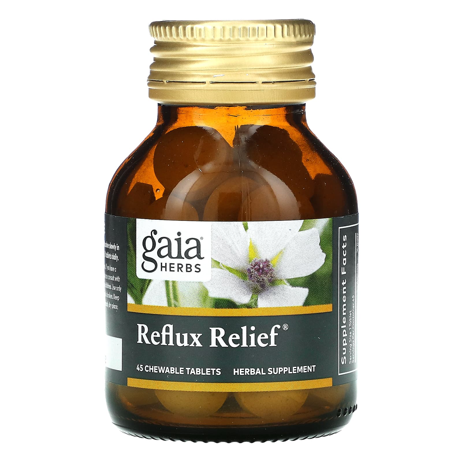 Gaia Herbs, Reflux Relief, 45 Chewable Tablets