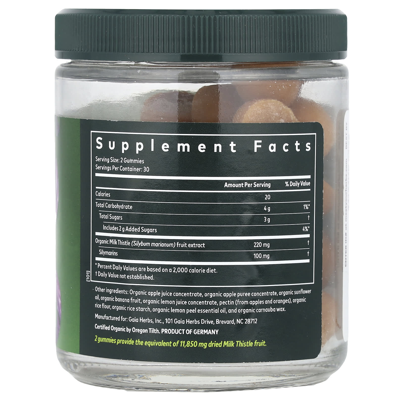 Gaia Herbs, Milk Thistle Gummies, Lemon, 60 Vegan Gummies