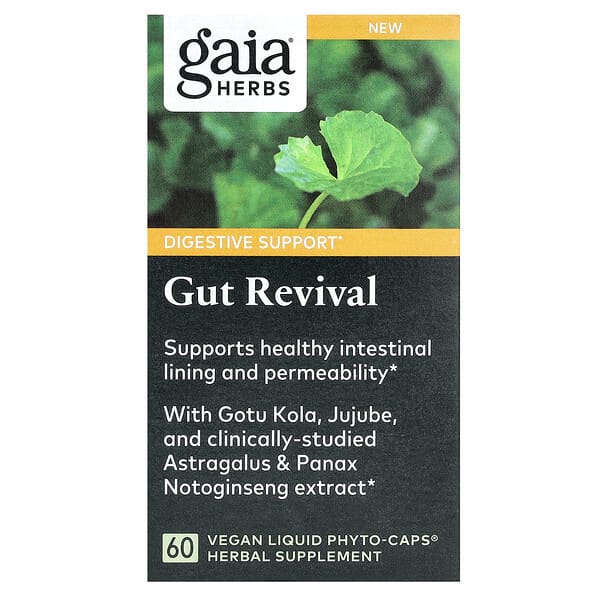 Gaia Herbs, Gut Revival、植物性液体Phyto-Caps（フィトキャップス）60粒