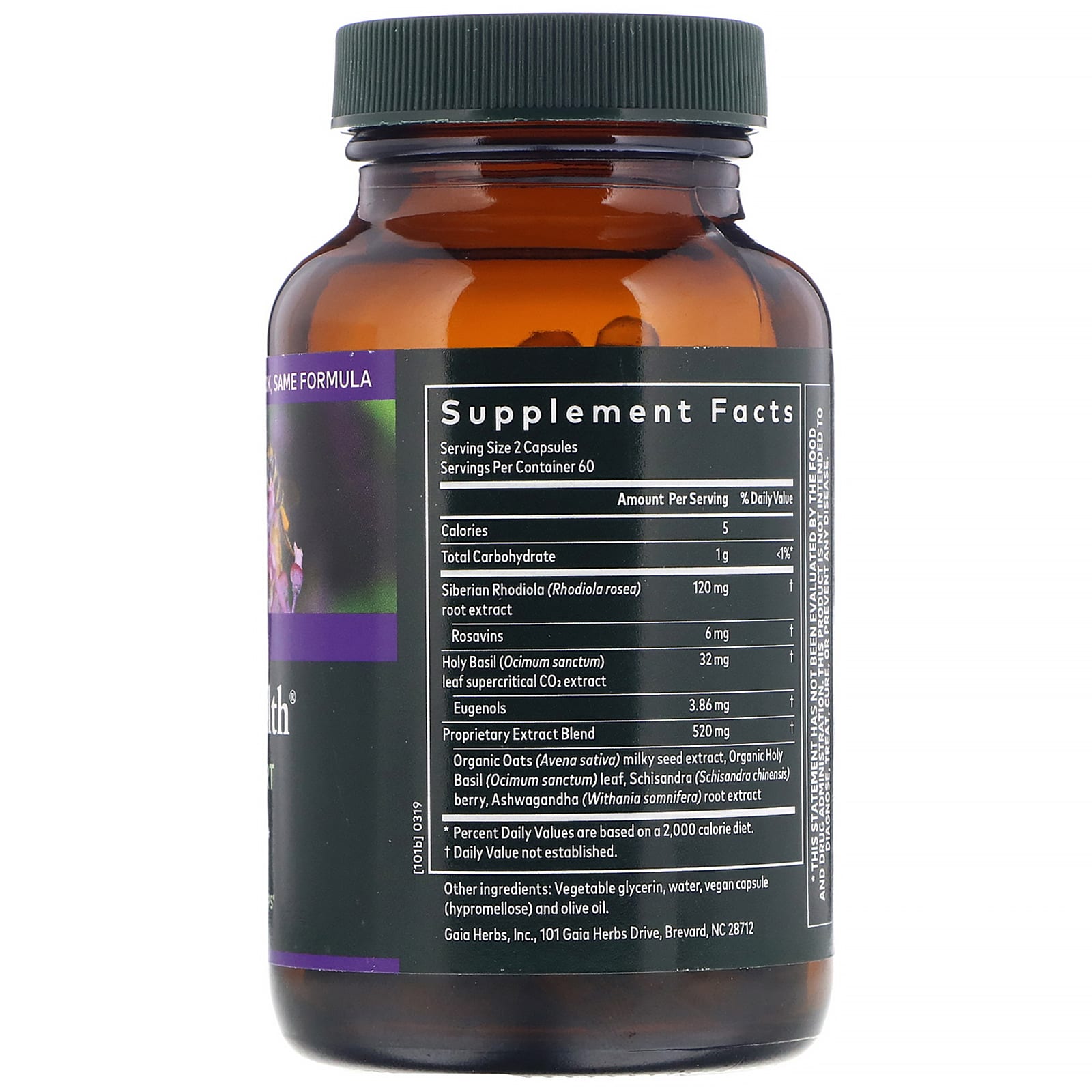 Gaia Herbs Adrenal Health Daily Support 120 Vegan Liquid Phyto Caps