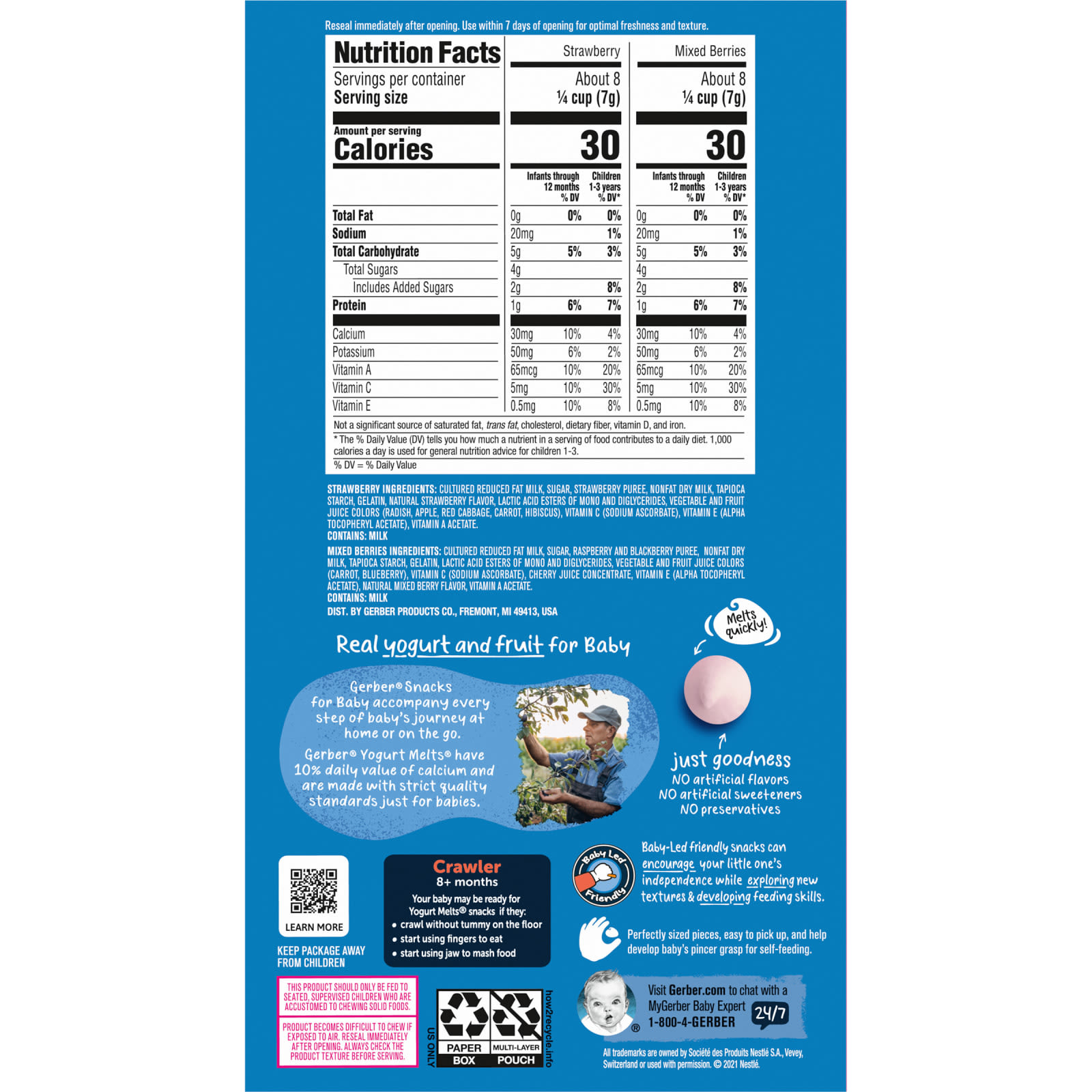 Gerber, Snacks for Baby, Yogurt Melts, 8+ Months, Variety Pack, 4 Pack ...