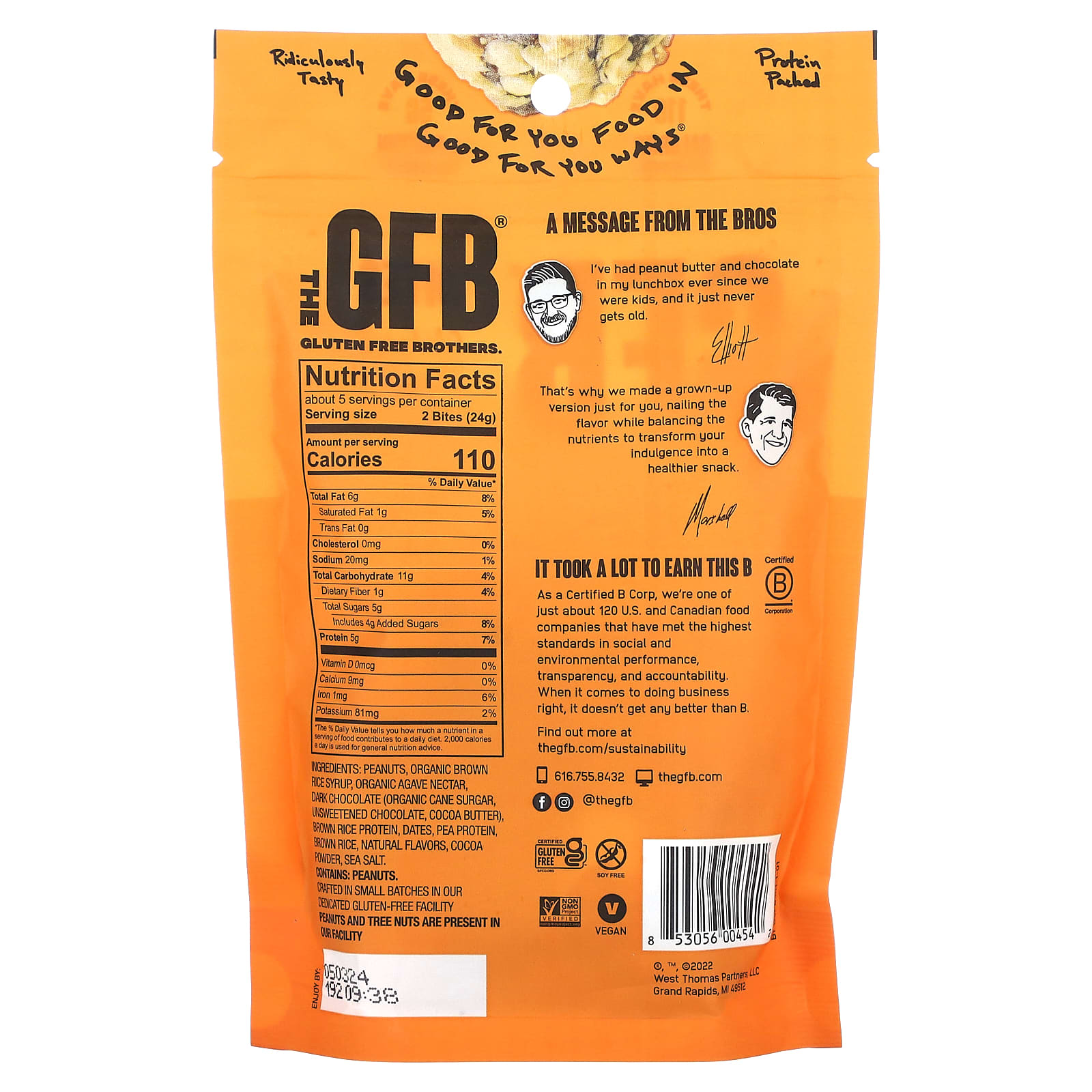 The GFB, Gluten Free Bites, Dark Chocolate + Peanut Butter, 4 oz (113 g)