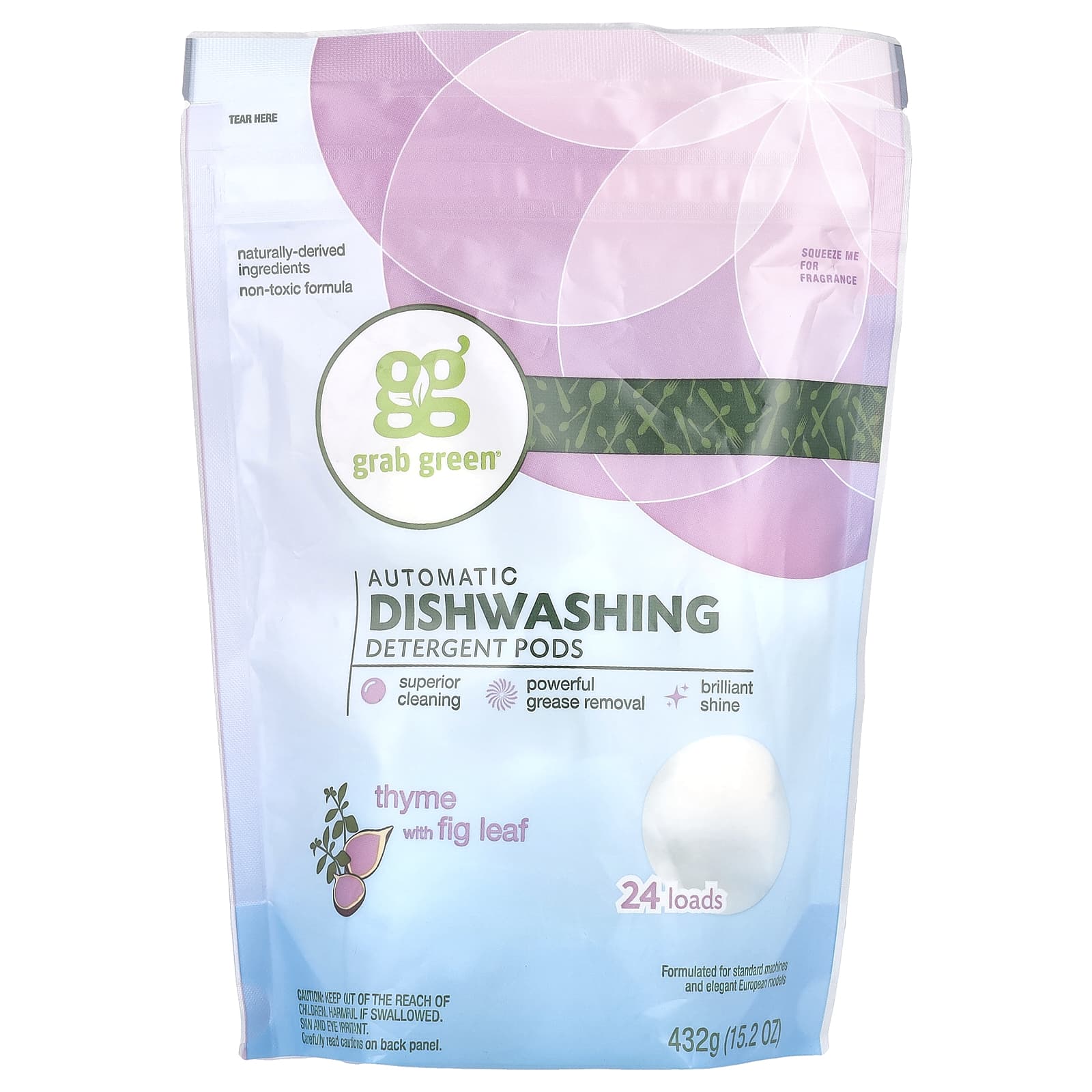 Grab Green, Automatic Dishwashing Detergent Pods, Thyme with Fig Leaf ...