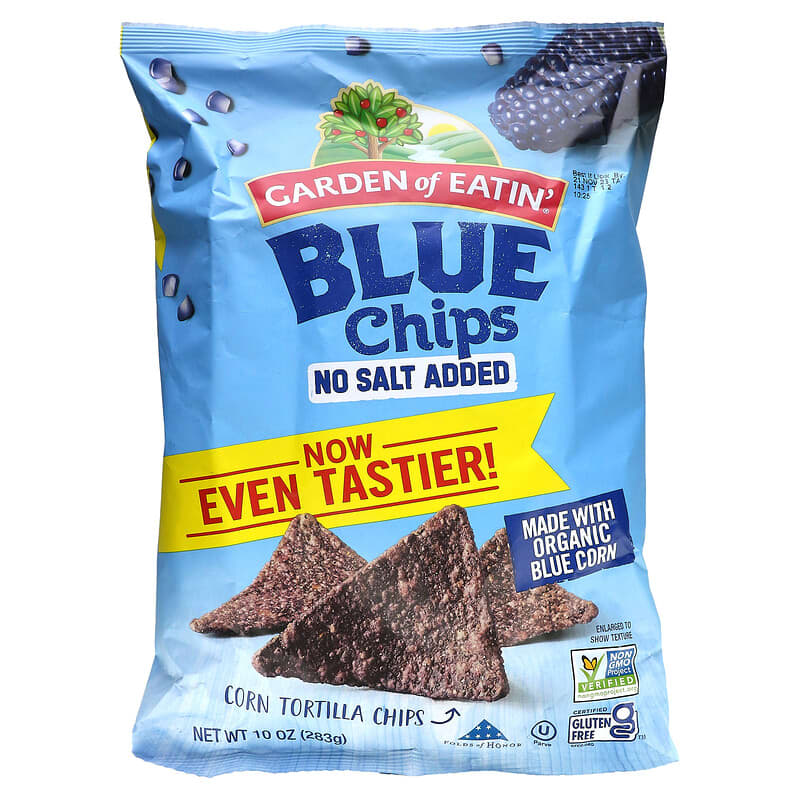 Blue Corn Tortilla Chips No Salt Added 10 oz 283 g