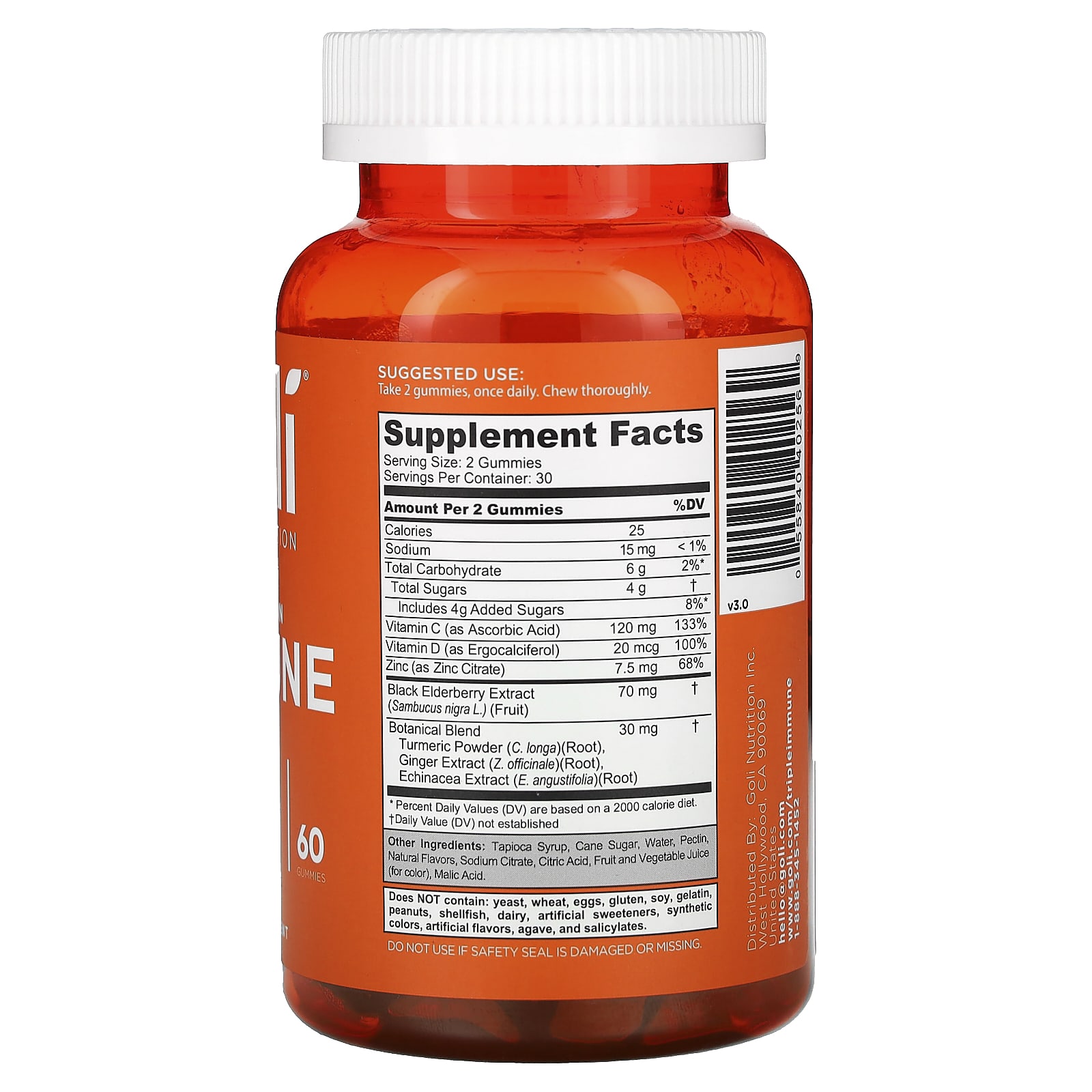 Goli Nutrition, Triple Action Immune Gummies, 60 Gummies