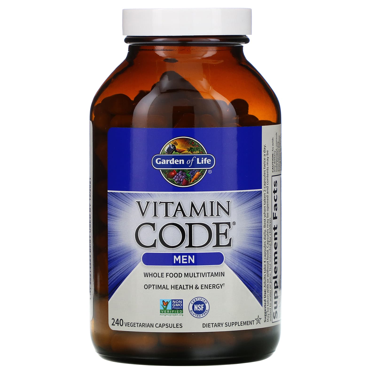 Garden of Life, Vitamin Code, Whole Food Multivitamin for Men, 240 ...