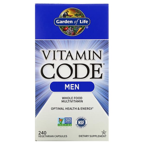 Garden of Life, Vitamin Code, Whole Food Multivitamin for Men, 240 ...