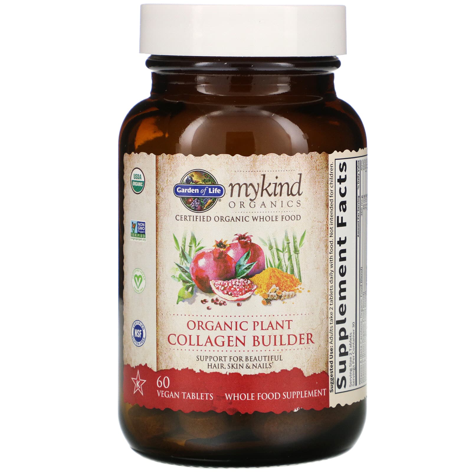Garden of Life, MyKind Organics, Organic Plant Collagen Builder, 60 ...