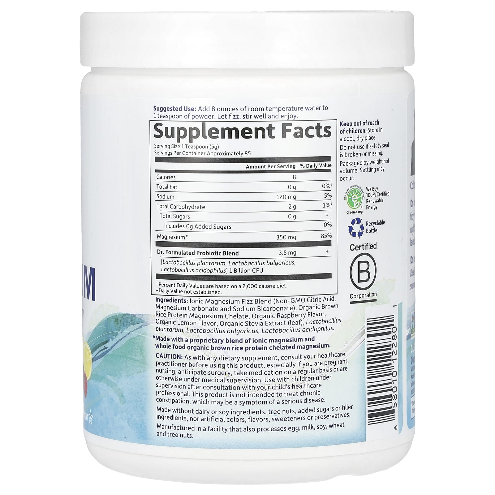 Garden of Life, Dr. Formulated, Whole Food Magnesium, Raspberry Lemon ...