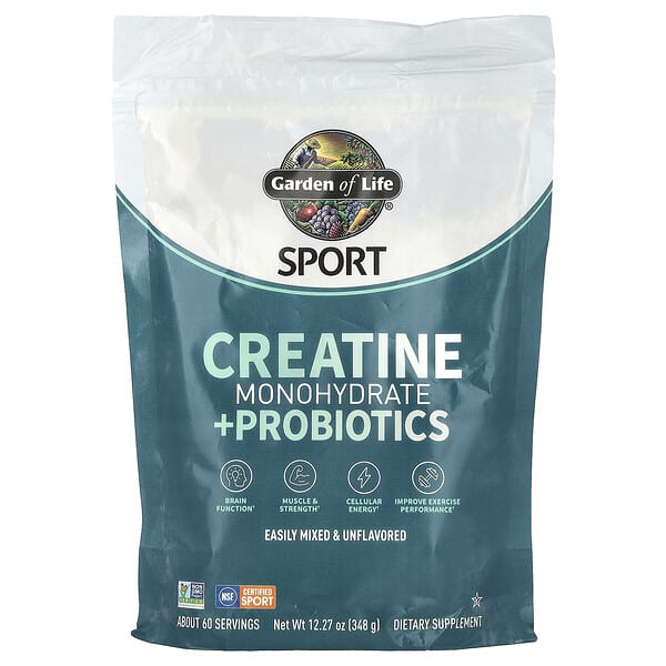 Garden of Life, Sport, Creatine Monohydrate + Probiotics, Unflavored ...