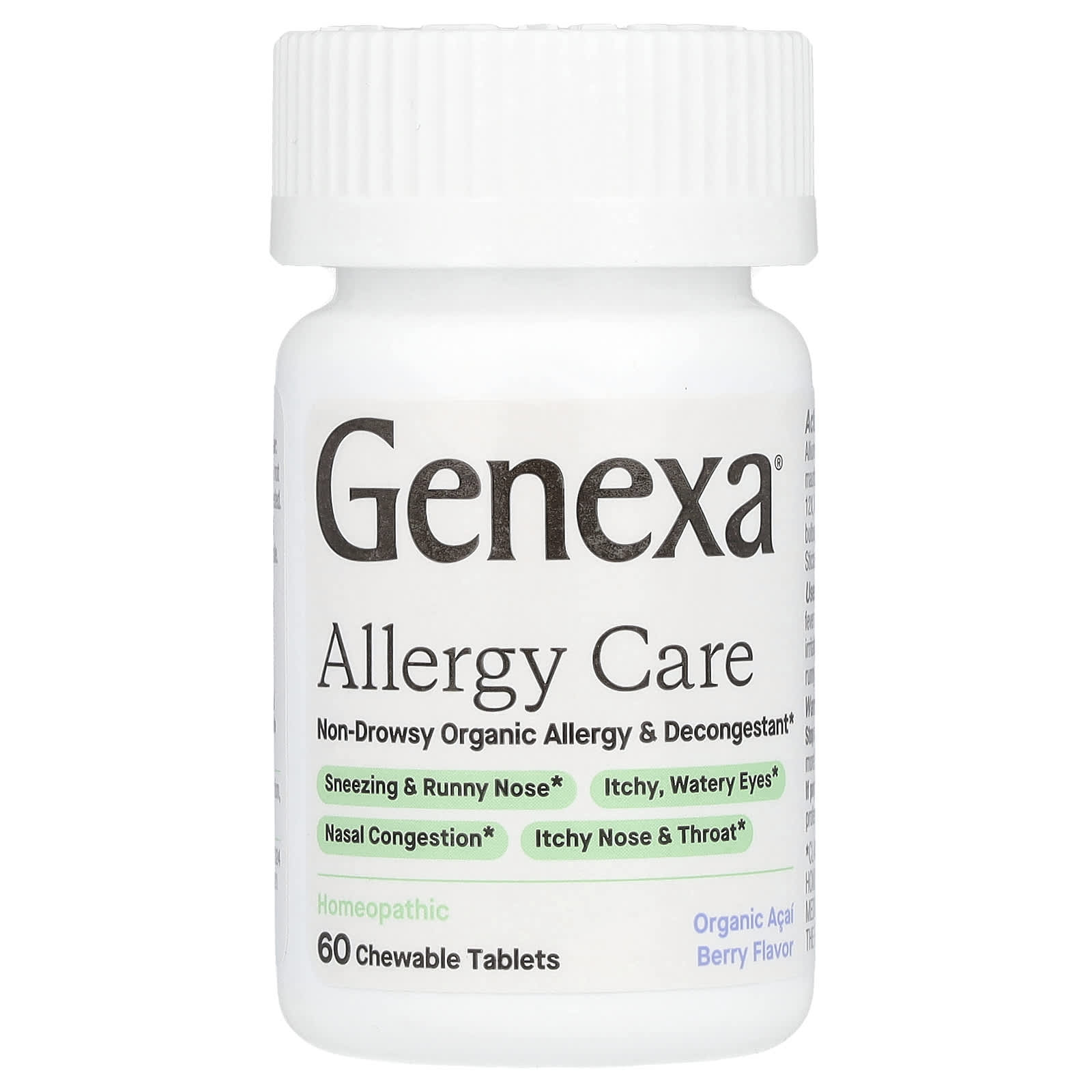 Genexa, Allergy Care, Non-Drowsy Organic Allergy & Decongestant ...