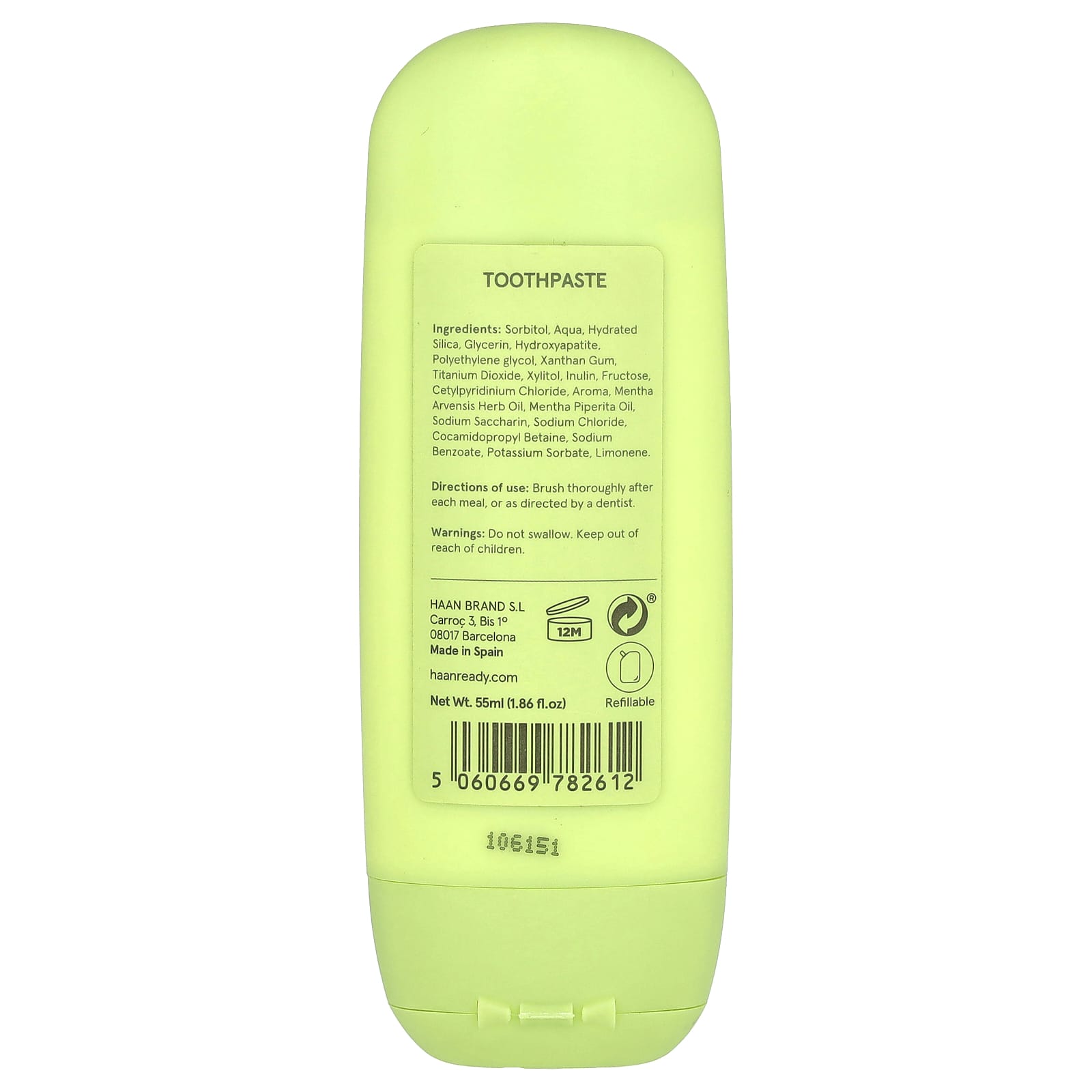 Haan, Toothpaste, Apple a Day, Green Apple & Mint, 1.86 fl oz (55 ml)