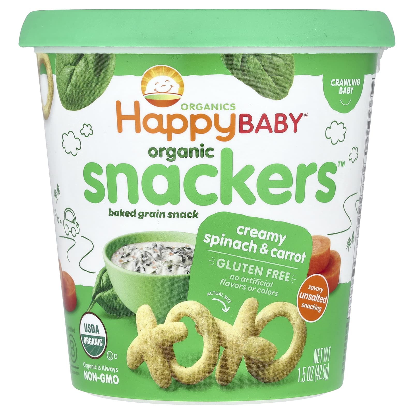 Happy Family Organics, Happy Baby®, Snackers™, Creamy Spinach & Carrot ...