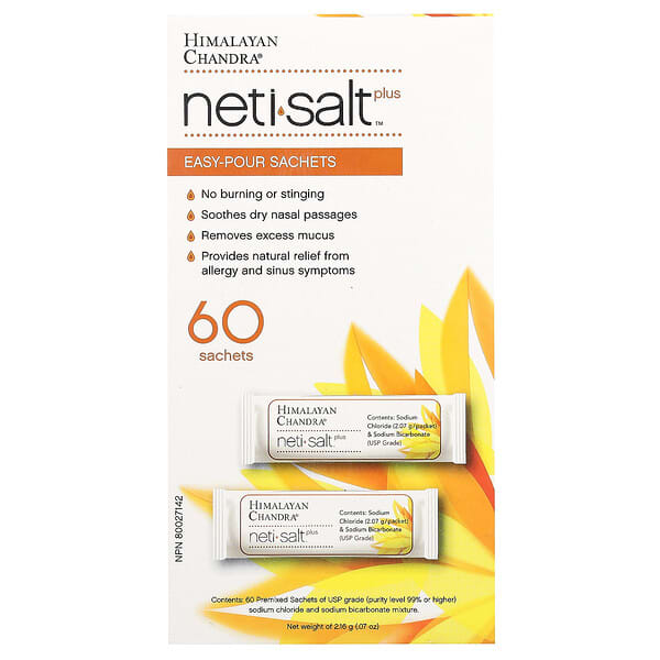 Himalayan Chandra, Neti Salt Plus, Easy-Pour Sachets , 60 Sachets, 0.07 ...