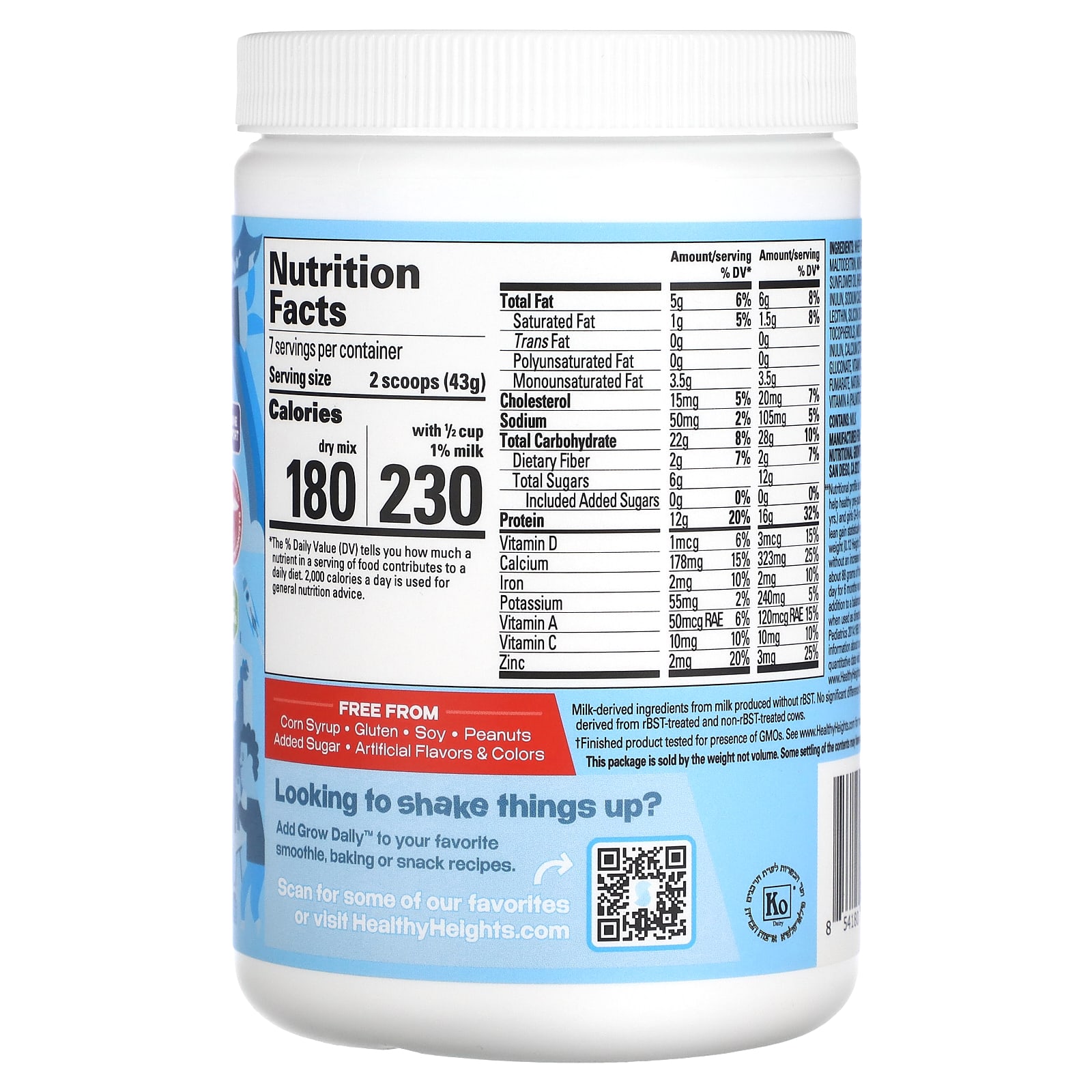 Healthy Heights, Grow Daily, Whey Protein & Nutrition Mix, For Kids 3 ...