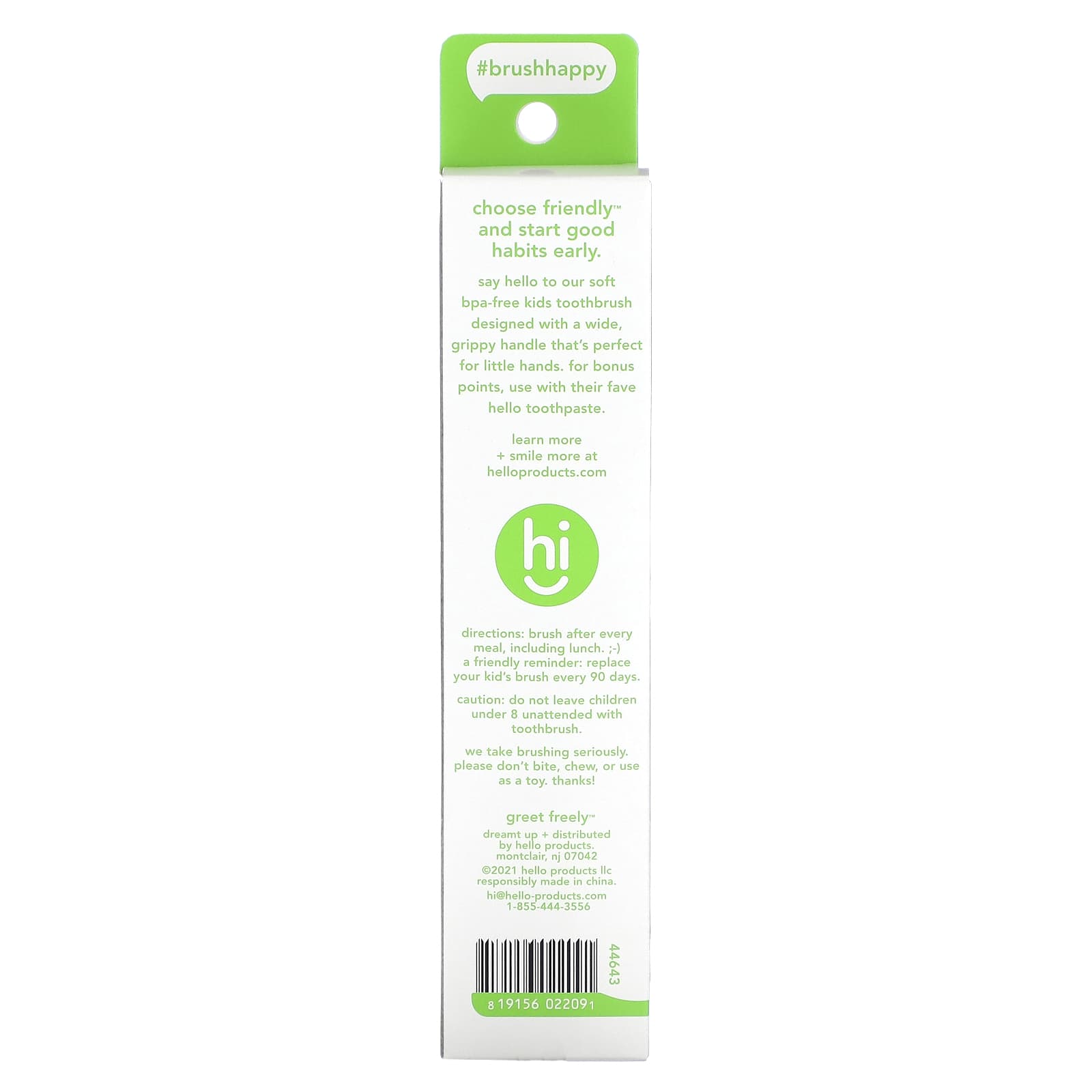 Hello, Kids, BPA Free Toothbrush, Soft Bristles, All Ages, 2 Toothbrushes