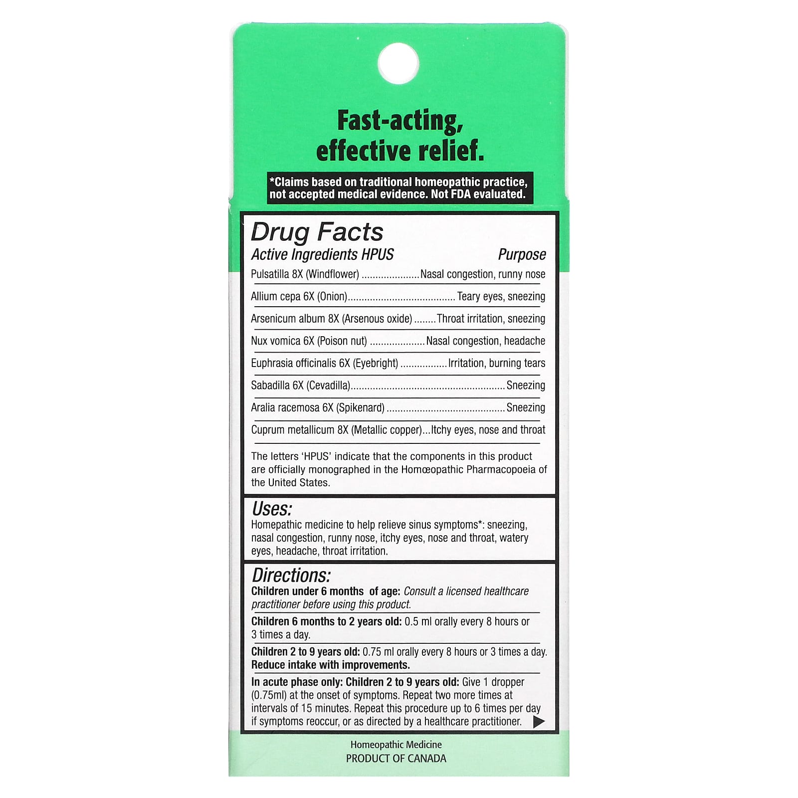 Homeolab USA, Kids Relief, Sinus Oral Liquid, For Kids 0-9 Yrs ...