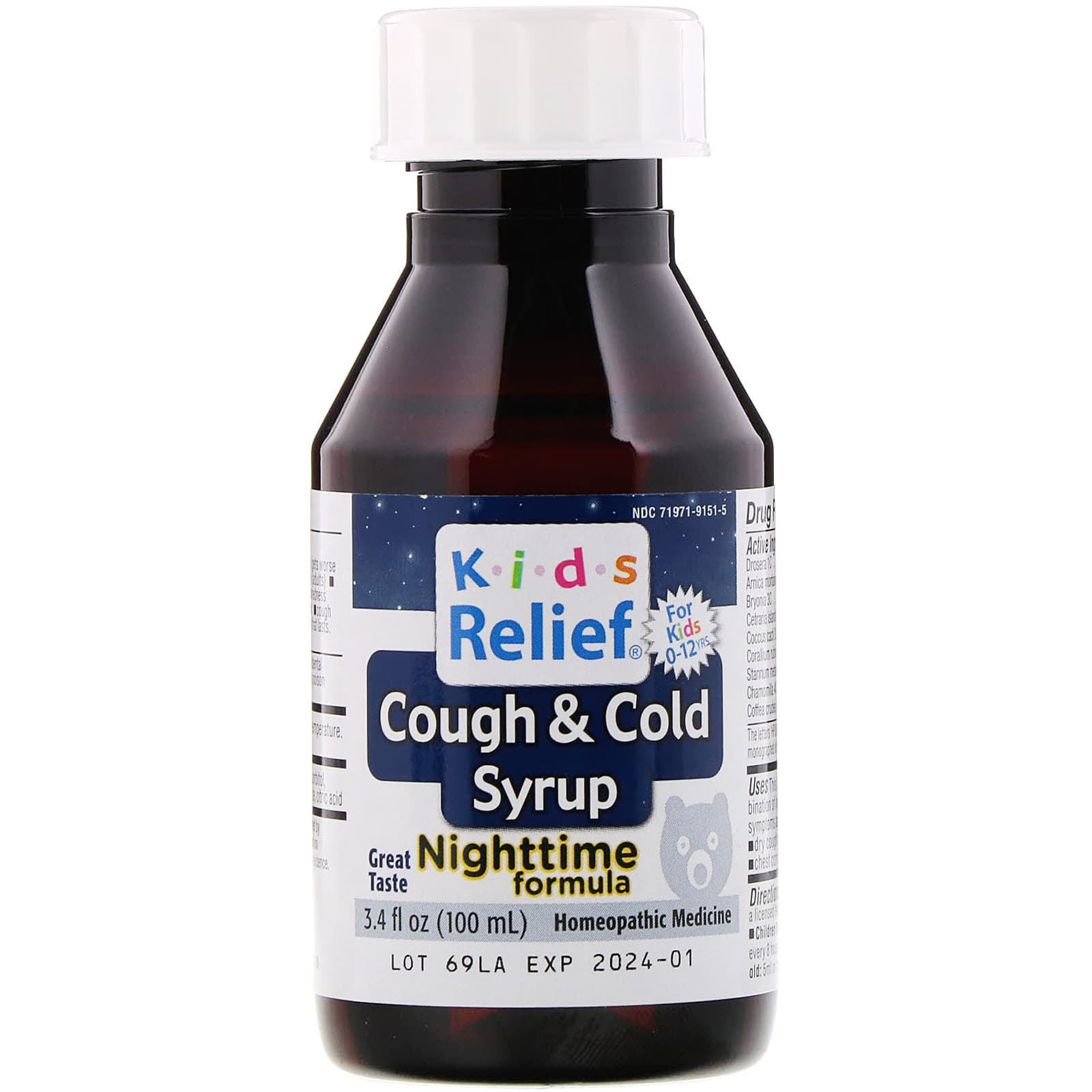 Homeolab USA, Kids Relief, Cough & Cold Syrup, Nighttime Formula, For ...