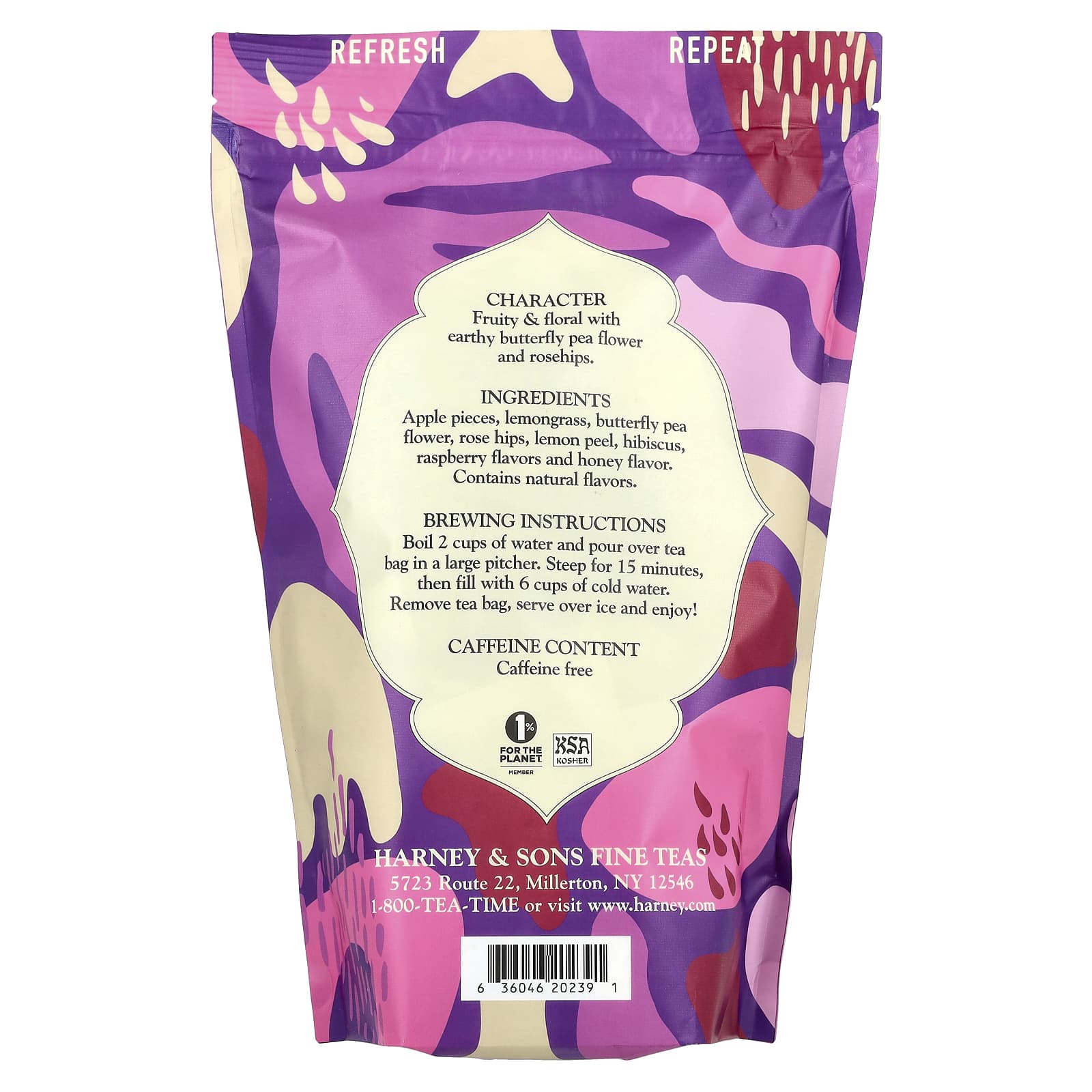 Harney & Sons, Fresh Brew Iced Tea, Indigo Punch, Caffeine Free, 15 Two ...