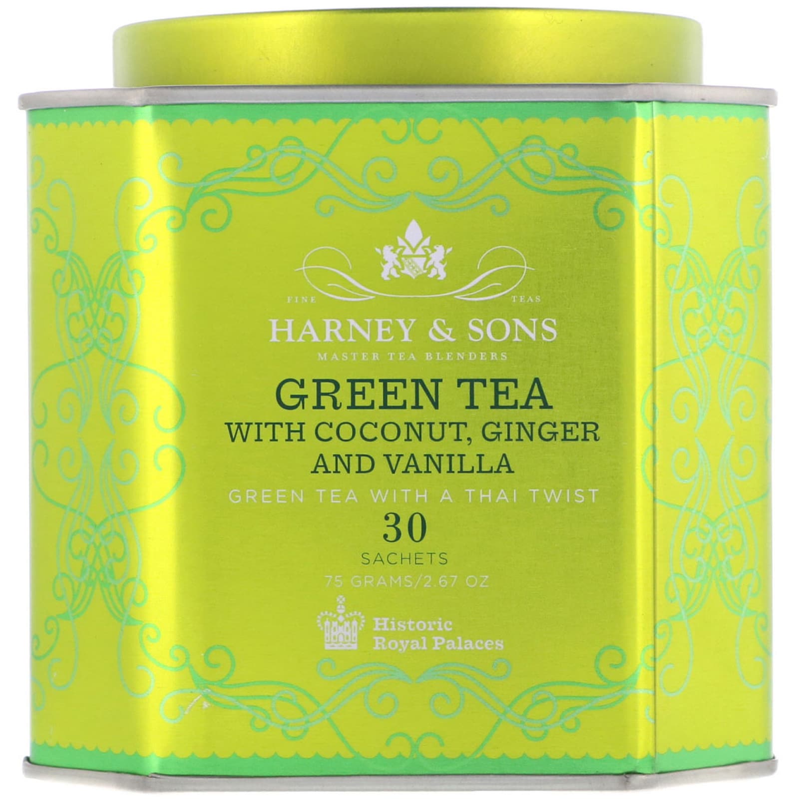 Harney & Sons, Green Tea with Coconut, Ginger and Vanilla, 30 Sachets ...