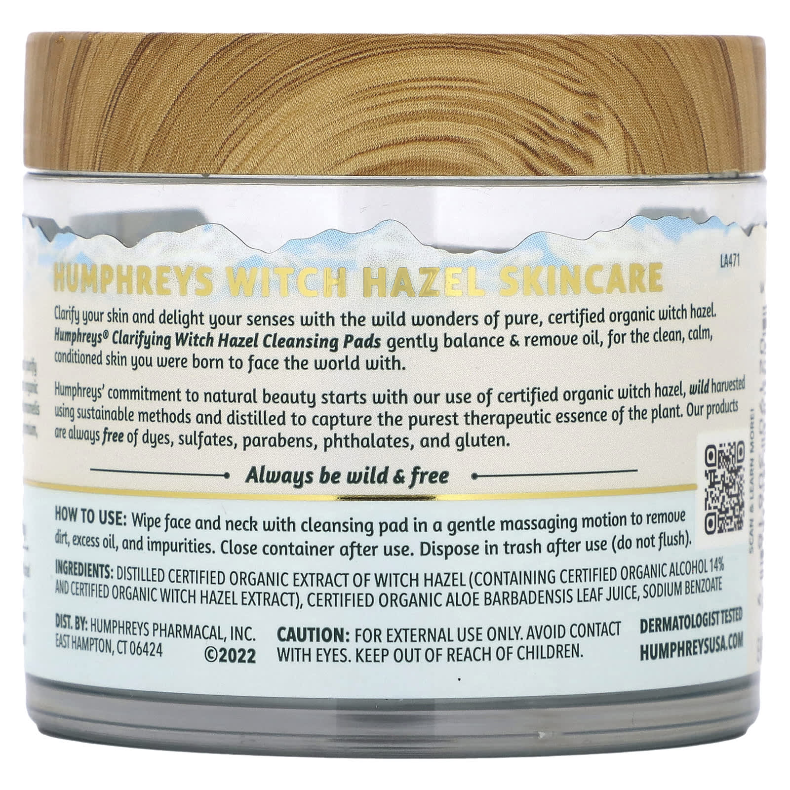 Humphreys, Witch Hazel, Clarifying Cleansing Pads, Fragrance Free, 60 ...