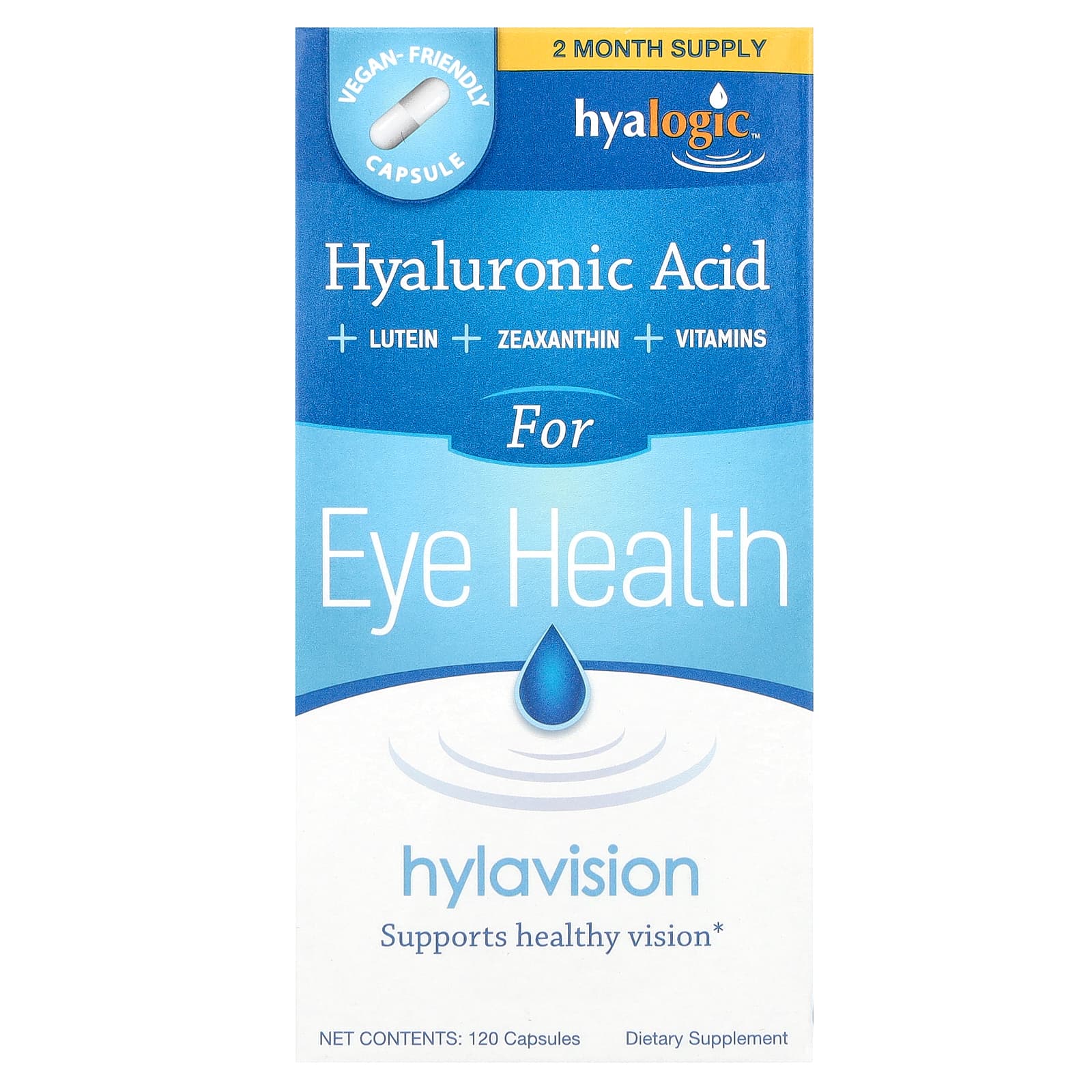Hyalogic, Hylavision, Hyaluronic Acid + Lutein + Zeaxathin + Vitamins ...