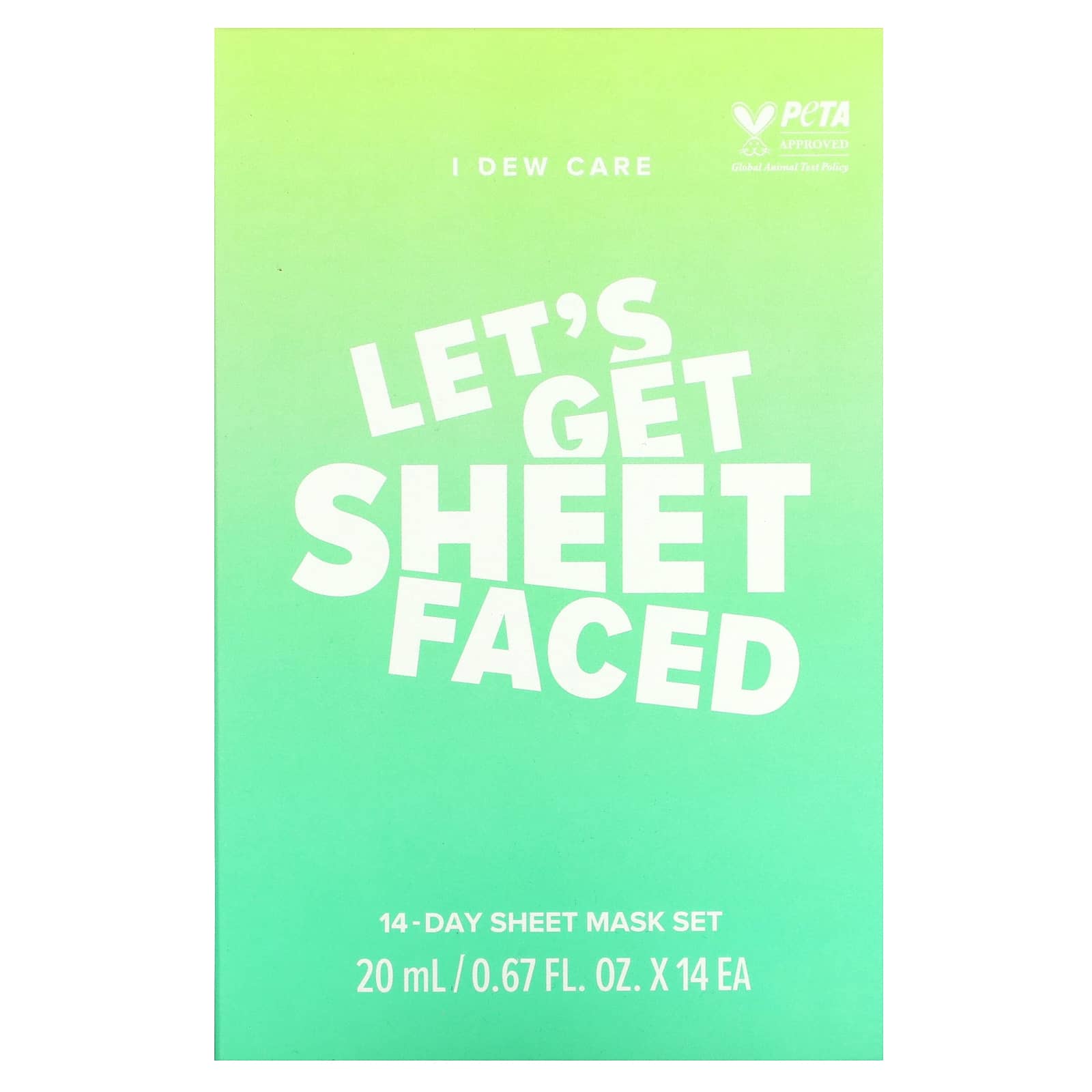I Dew Care, Let's Get Sheet Faced, 14 Day Beauty Sheet Mask Set, 14 ...
