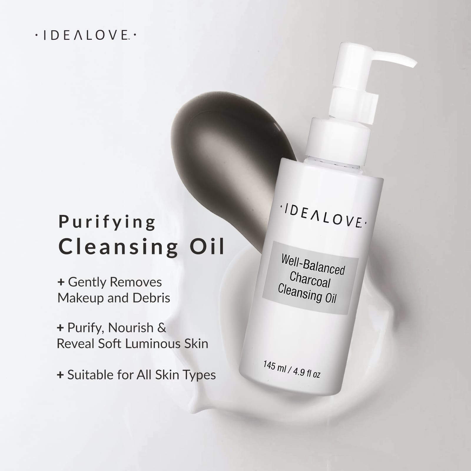 Idealove, Well-Balanced Charcoal Cleansing Oil, 4.9 fl oz (145 ml)