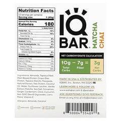 IQBAR, Plant Protein Bar, Matcha Chai, 12 Bars, 1.6 oz (45 g) Each