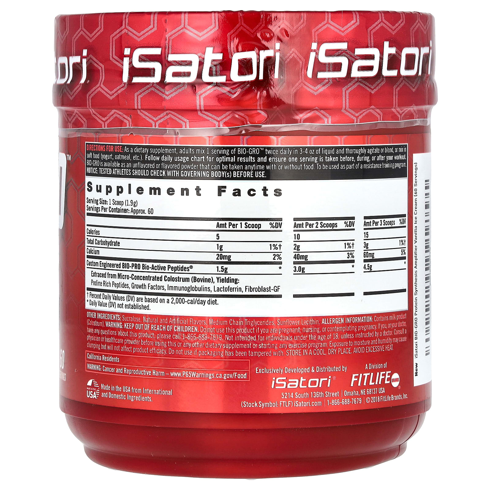 Isatori, Bio-Gro, Protein Synthesis Amplifier, Vanilla Ice Cream, 4.02 ...