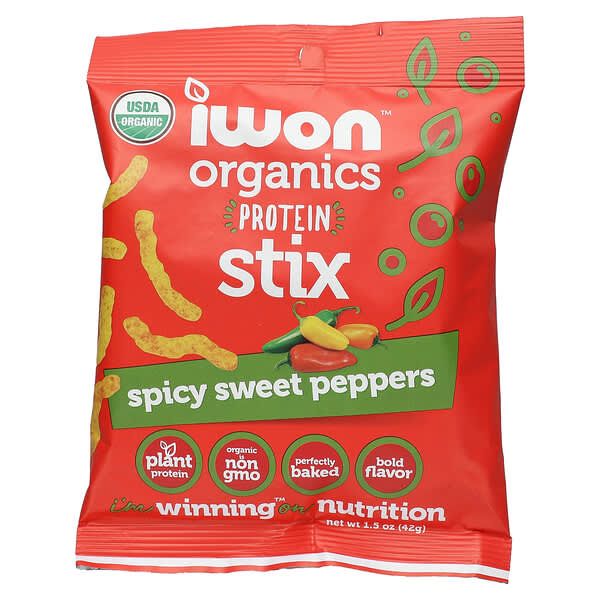 IWON Organics, Organics Protein Stix, Spicy Sweet Peppers, 8 Bags, 1.5 ...
