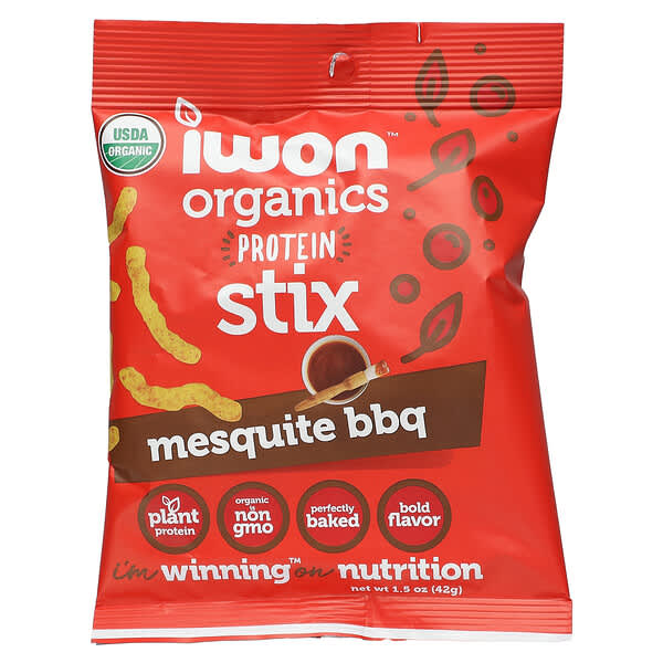 IWON Organics, Organics Protein Stix, Mesquite BBQ, 8 Bags, 1.5 oz (42 ...