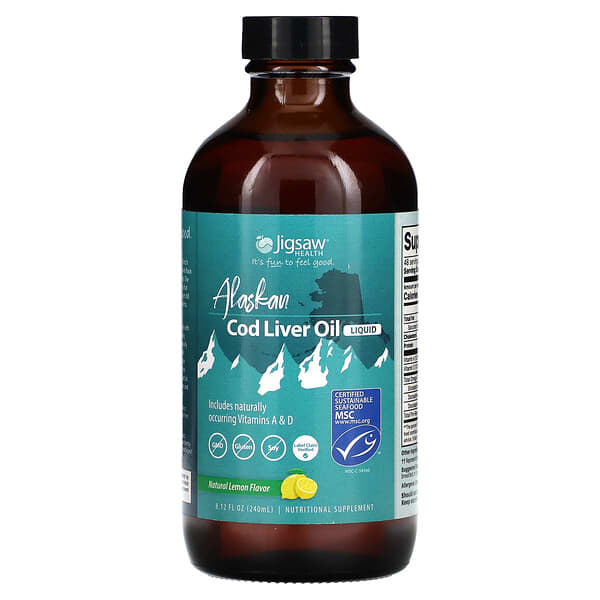 Jigsaw Health, Alaskan Cod Liver Oil Liquid, Natural Lemon, 8.12 fl oz ...