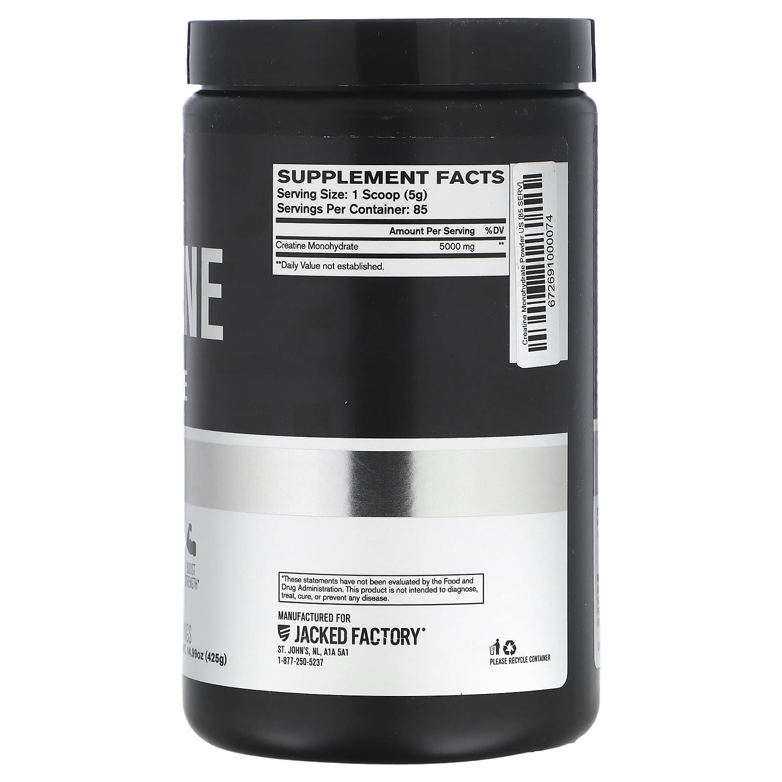 Jacked Factory, Essential Series, Creatine Monohydrate, Unflavored, 14. ...