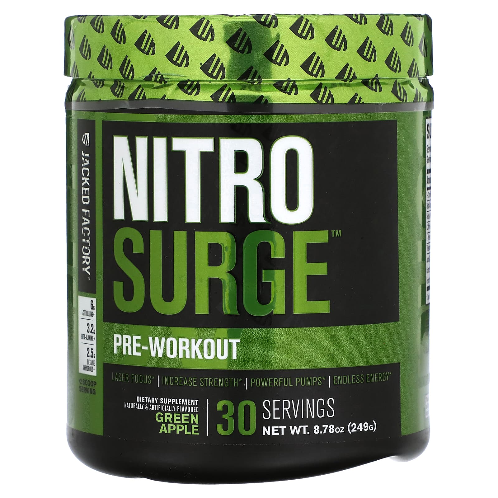Jacked Factory, Nitro Surge, Pre-Workout, Green Apple, 8.78 oz (249 g)