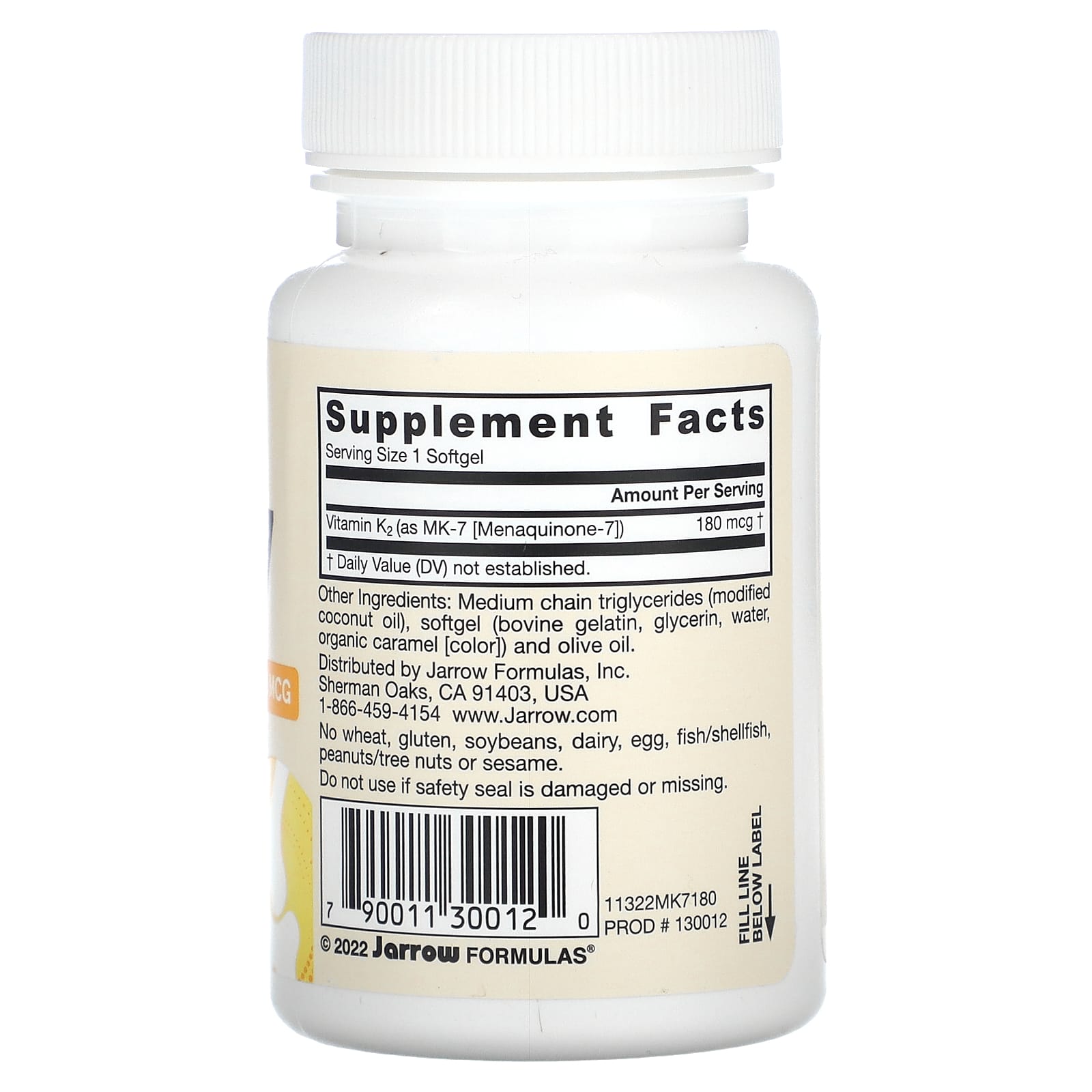 Jarrow Formulas, MK-7, 180 mcg, 30 Softgels