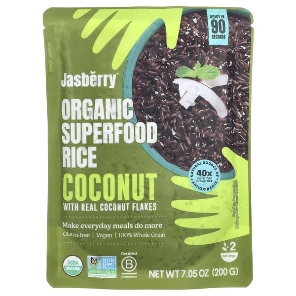 Jasberry, Organic Superfood Rice, Coconut with Real Coconut Flakes, 7. ...