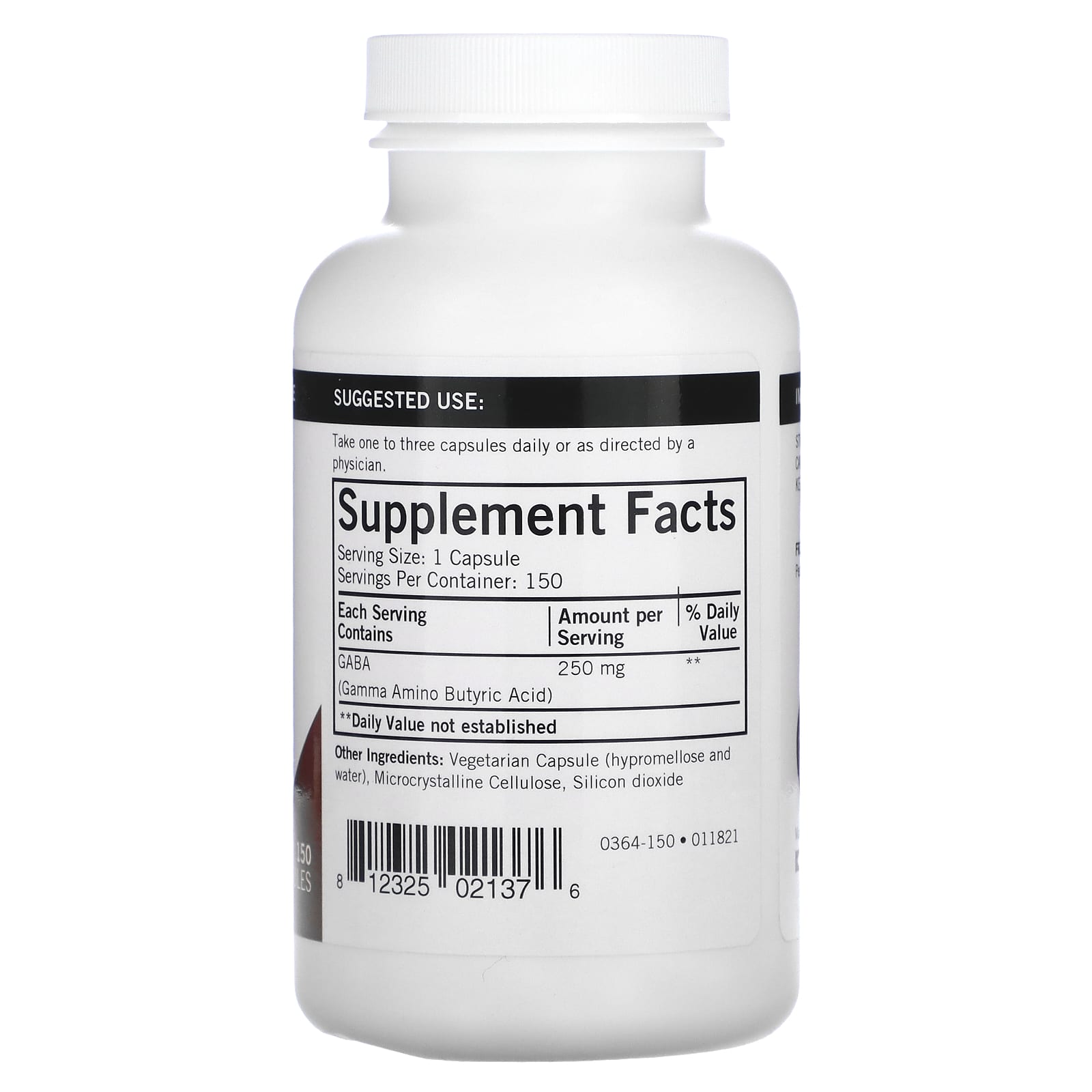 Kirkman Labs, GABA, 250 mg, 150 Capsules