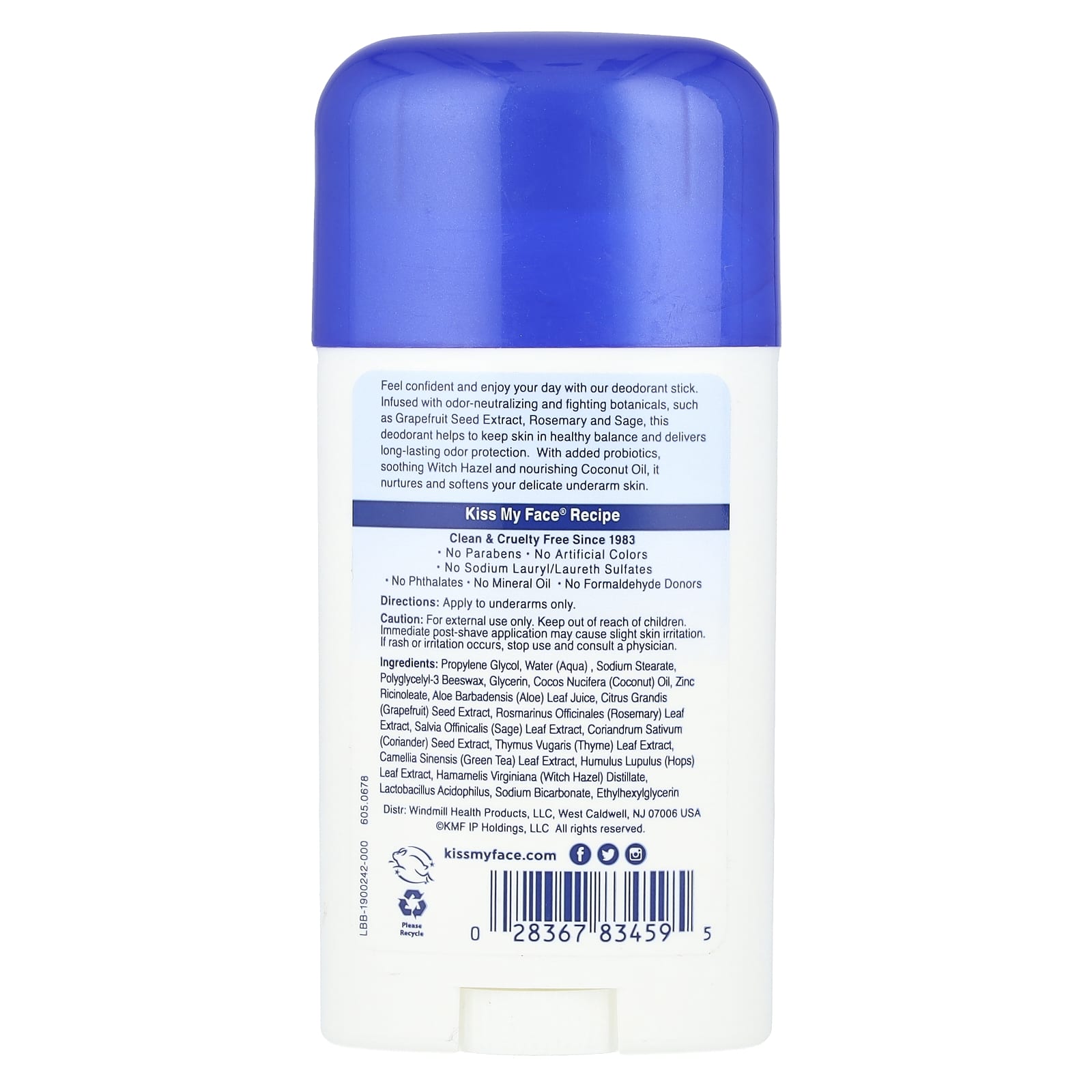 Kiss My Face, Active Life®, Stick Deodorant, Fragrance Free, 2.48 oz (70 g)