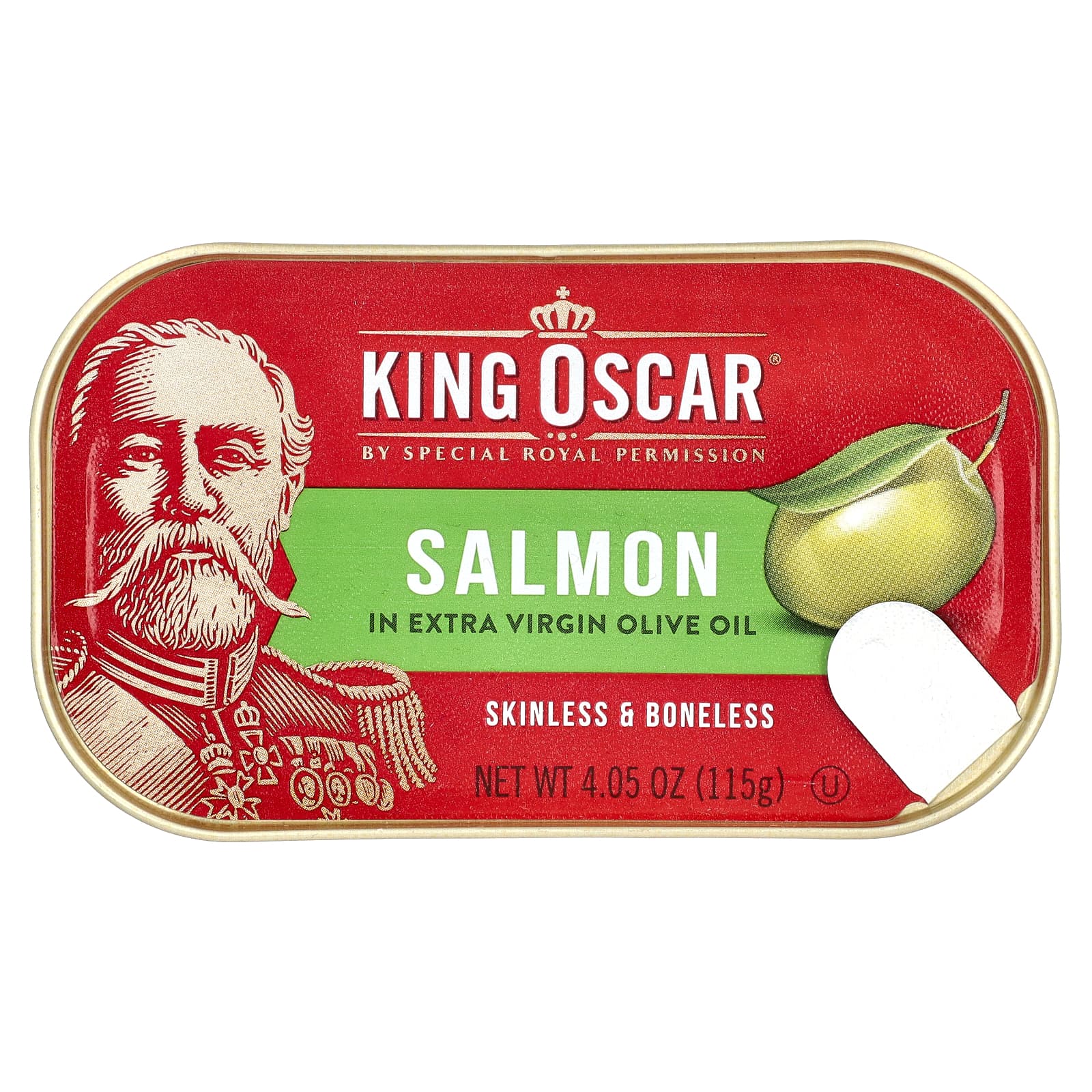 King Oscar, Skinless & Boneless Salmon in Extra Virgin Olive Oil, 4.05 ...